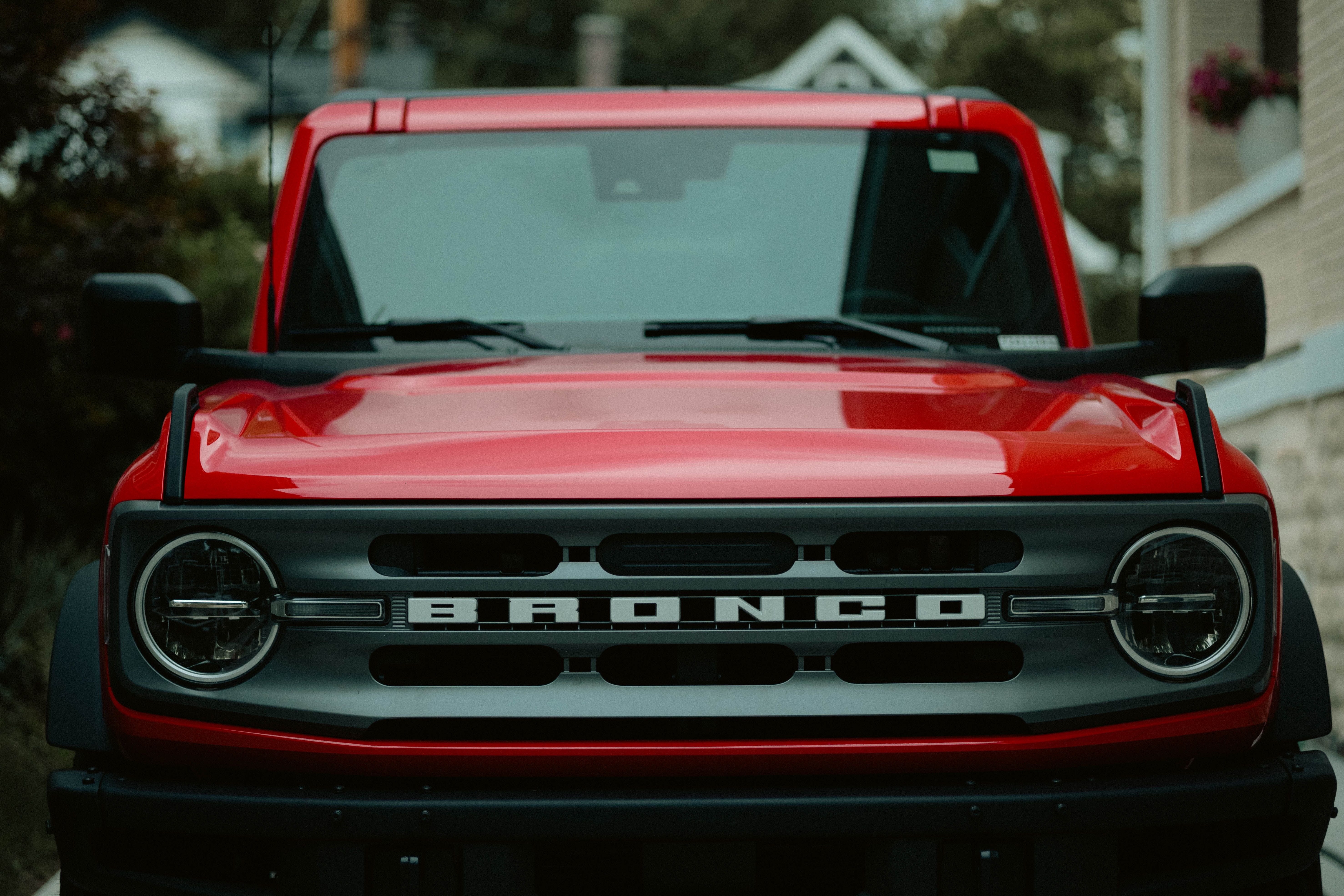 Front View of Red Bronco SUV Outdoors · Free Stock Photo