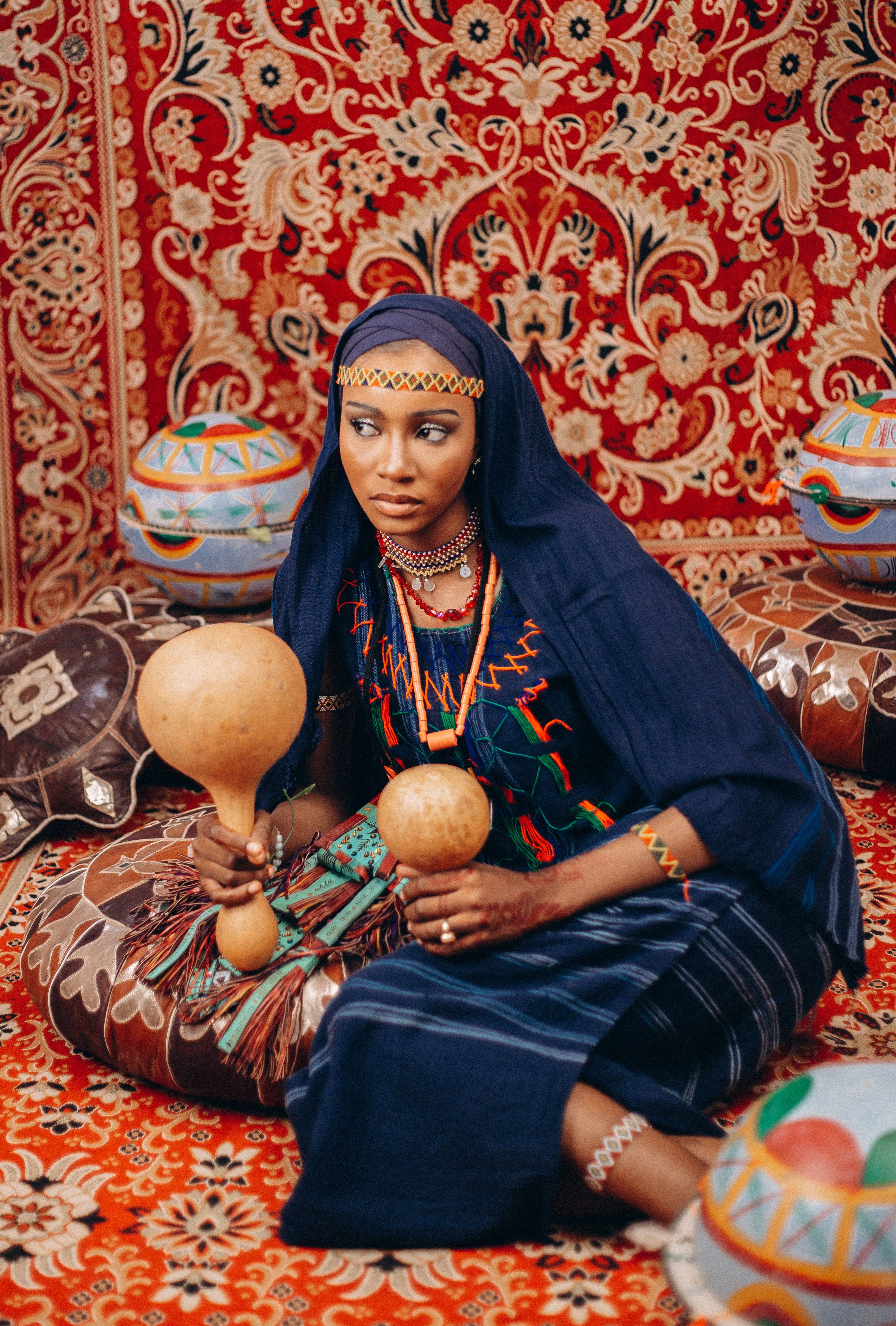 Traditional African Attire with Musical Instruments · Free Stock Photo