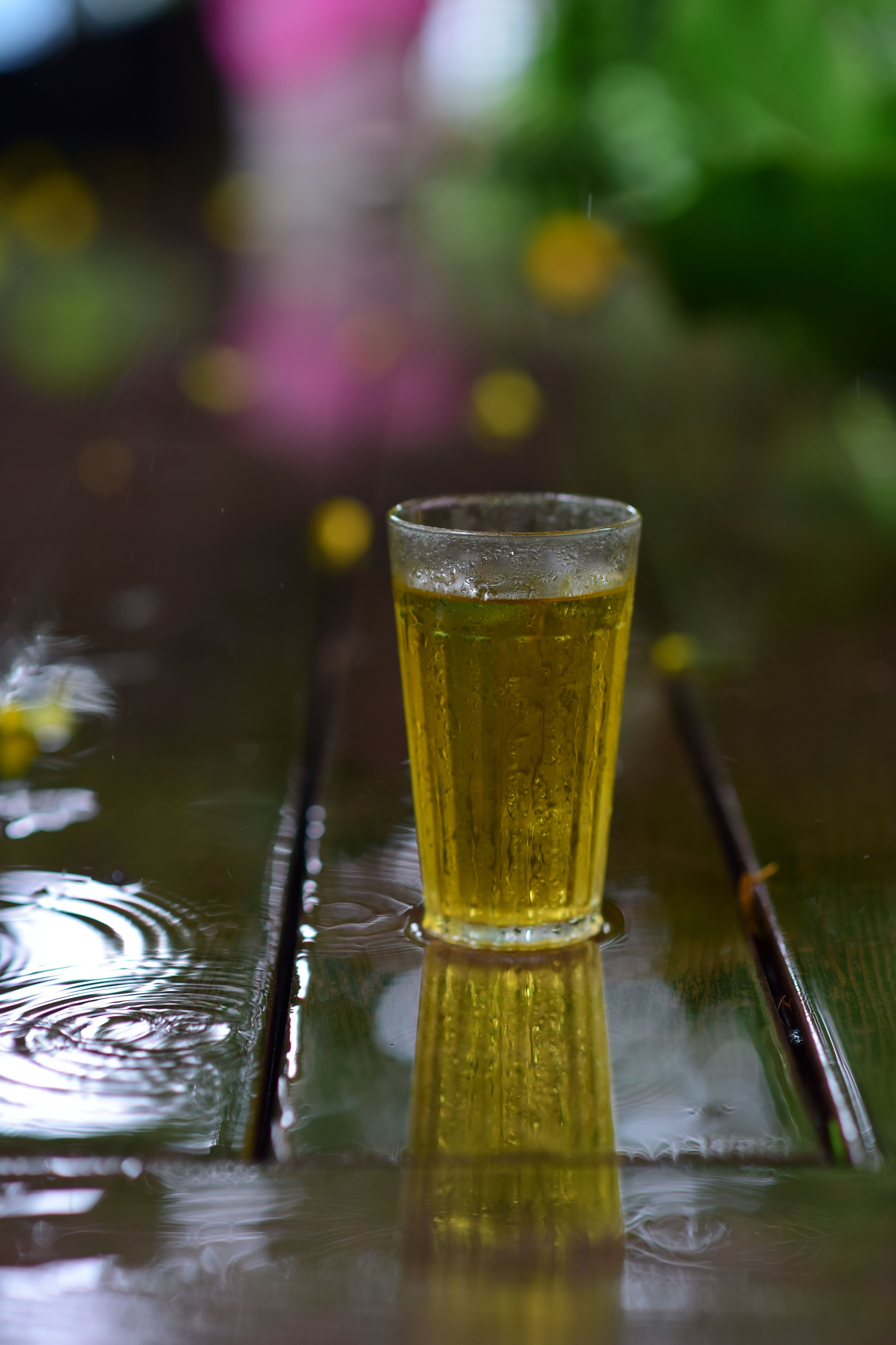 Refreshing Glass of Beer on a Rainy Table · Free Stock Photo