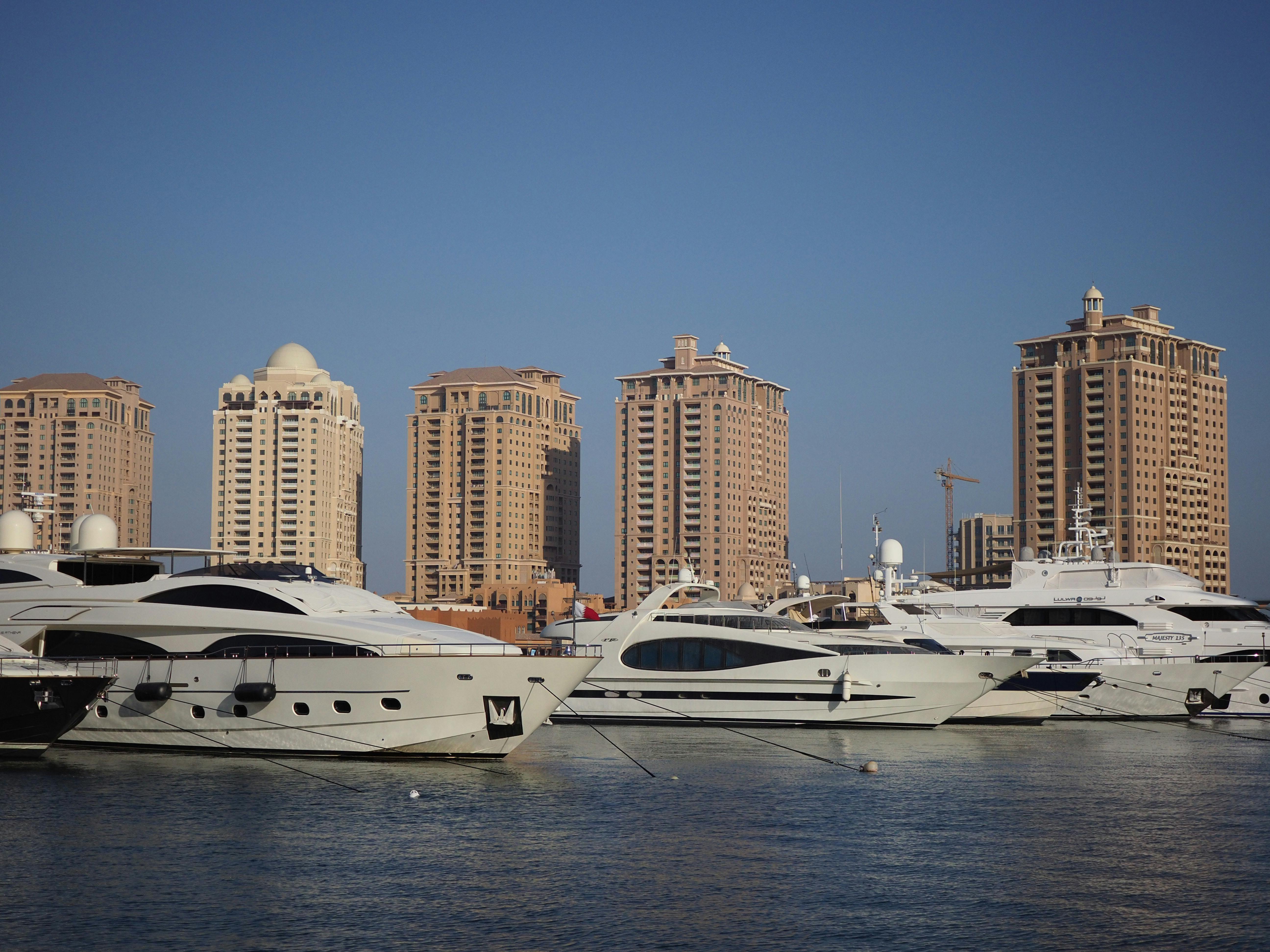 Luxury Yachts Docked in Doha Marina · Free Stock Photo