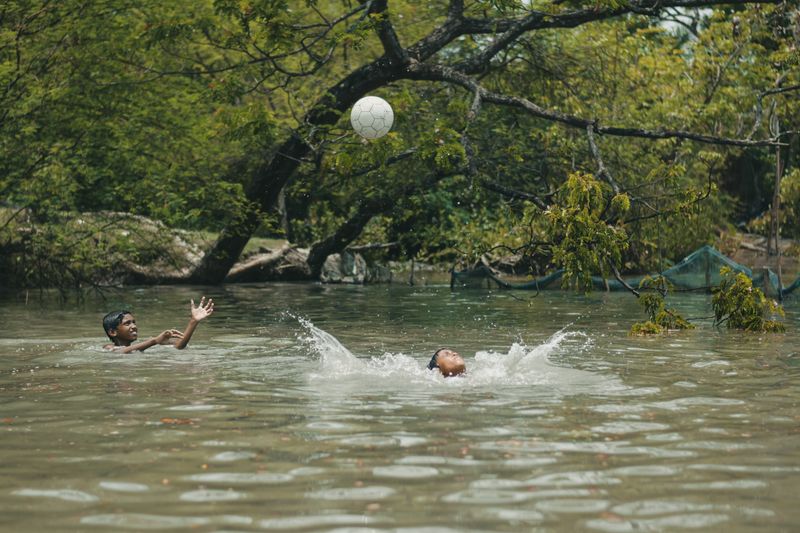 Children Playing River Photos, Download The BEST Free Children Playing ...