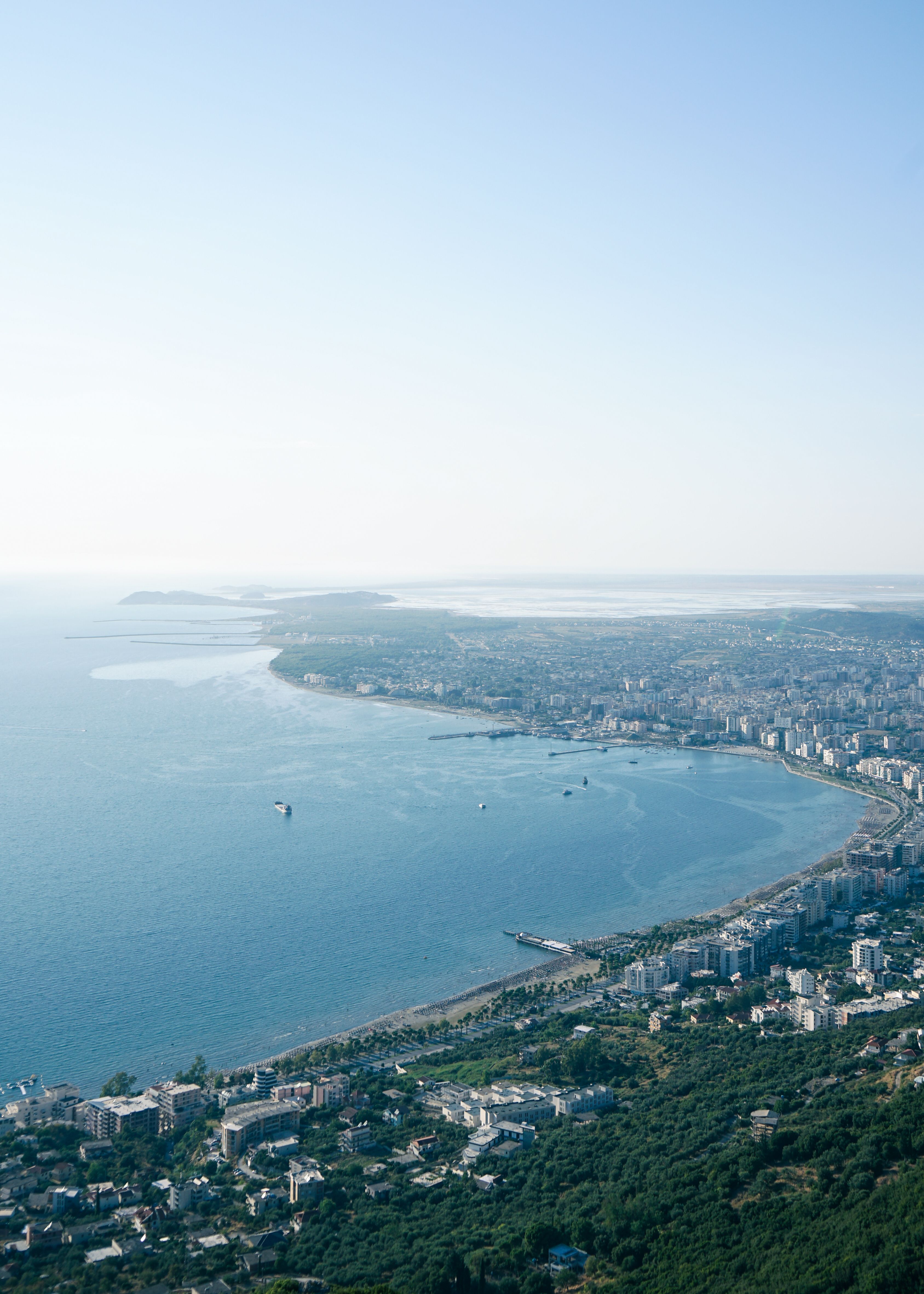 Aerial View of Vlorë Cityscape and Coastline · Free Stock Photo