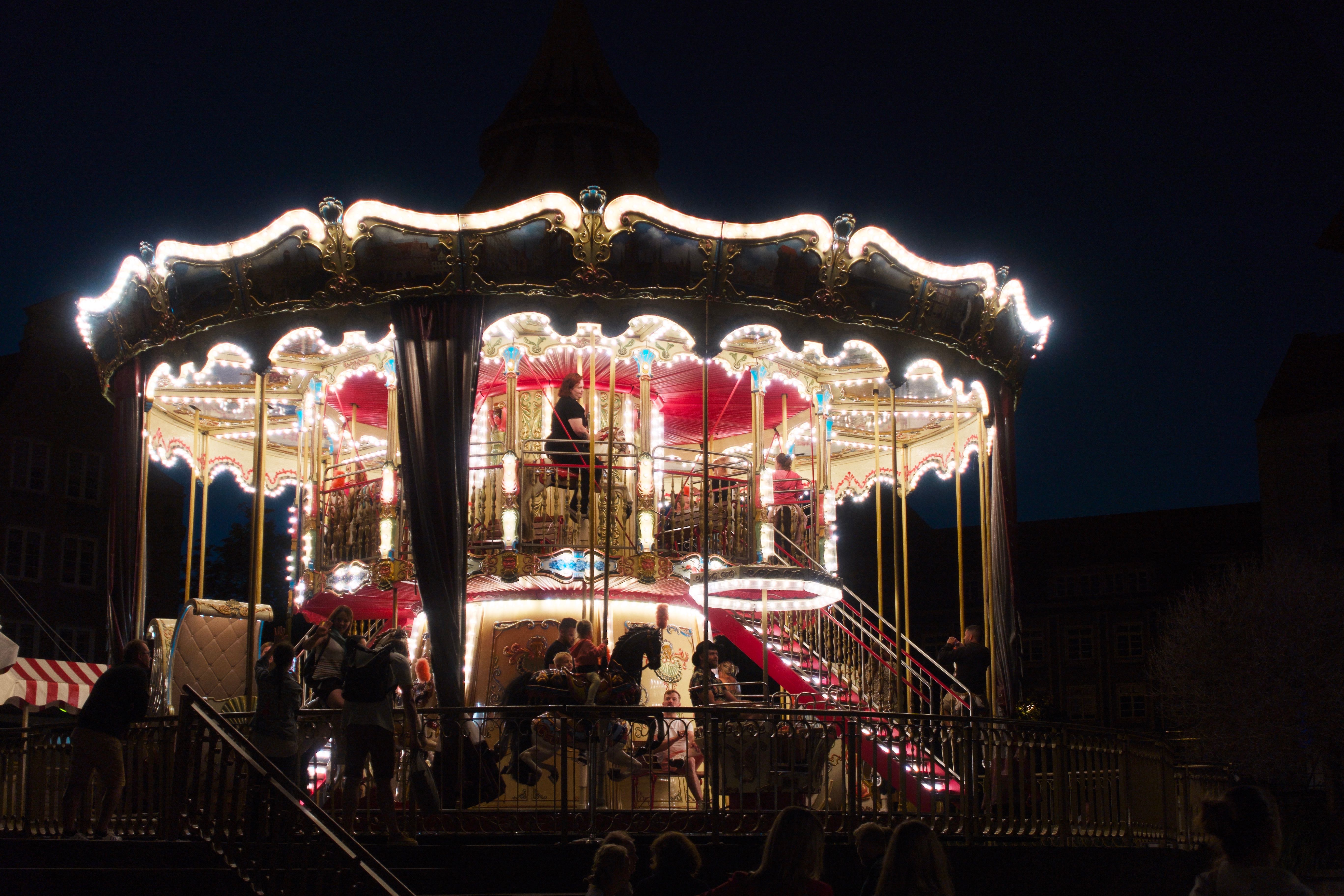 Vintage Carousel at Night with Bright Lights · Free Stock Photo