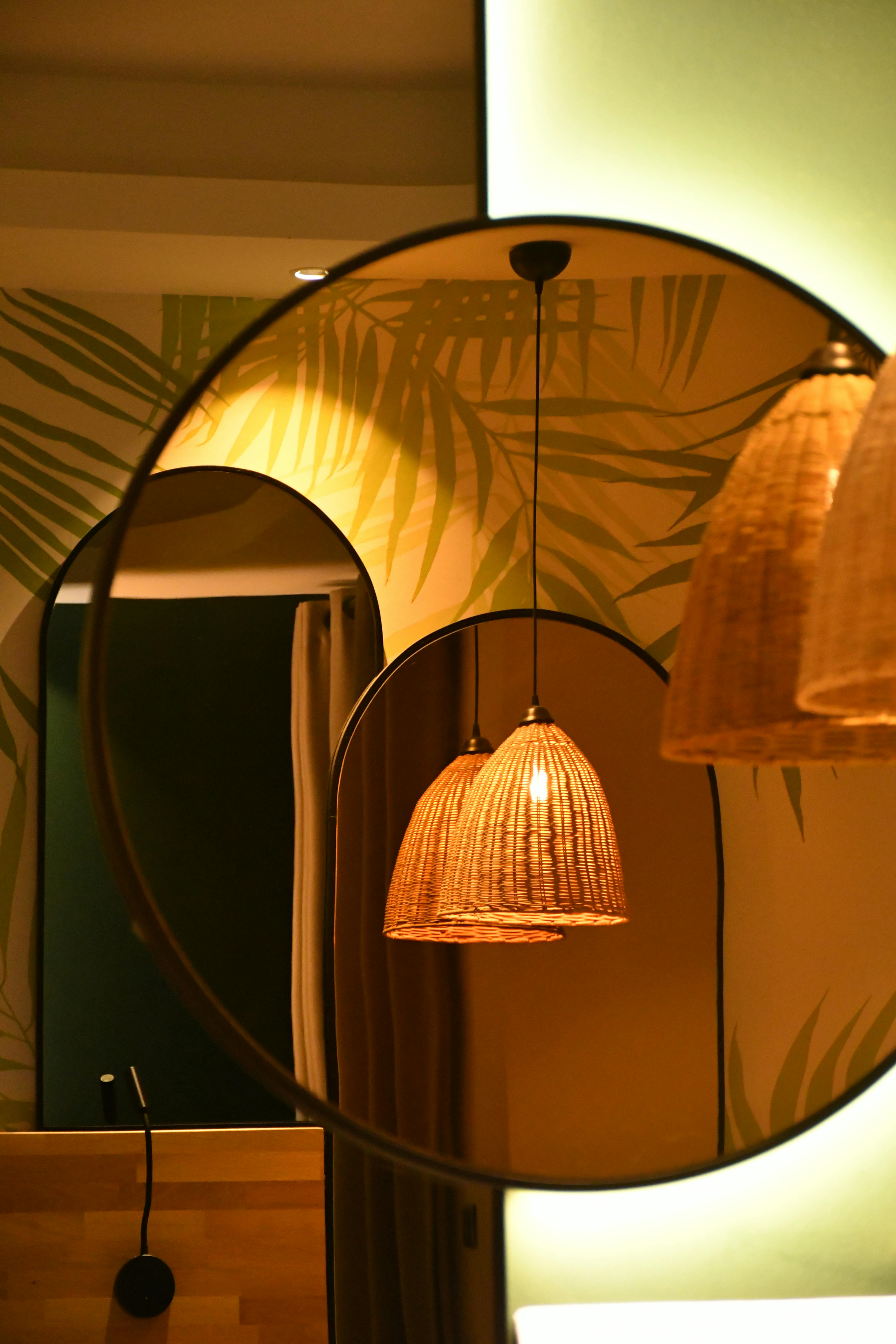 Free Cozy room with warm lighting and artistic design featuring a ...