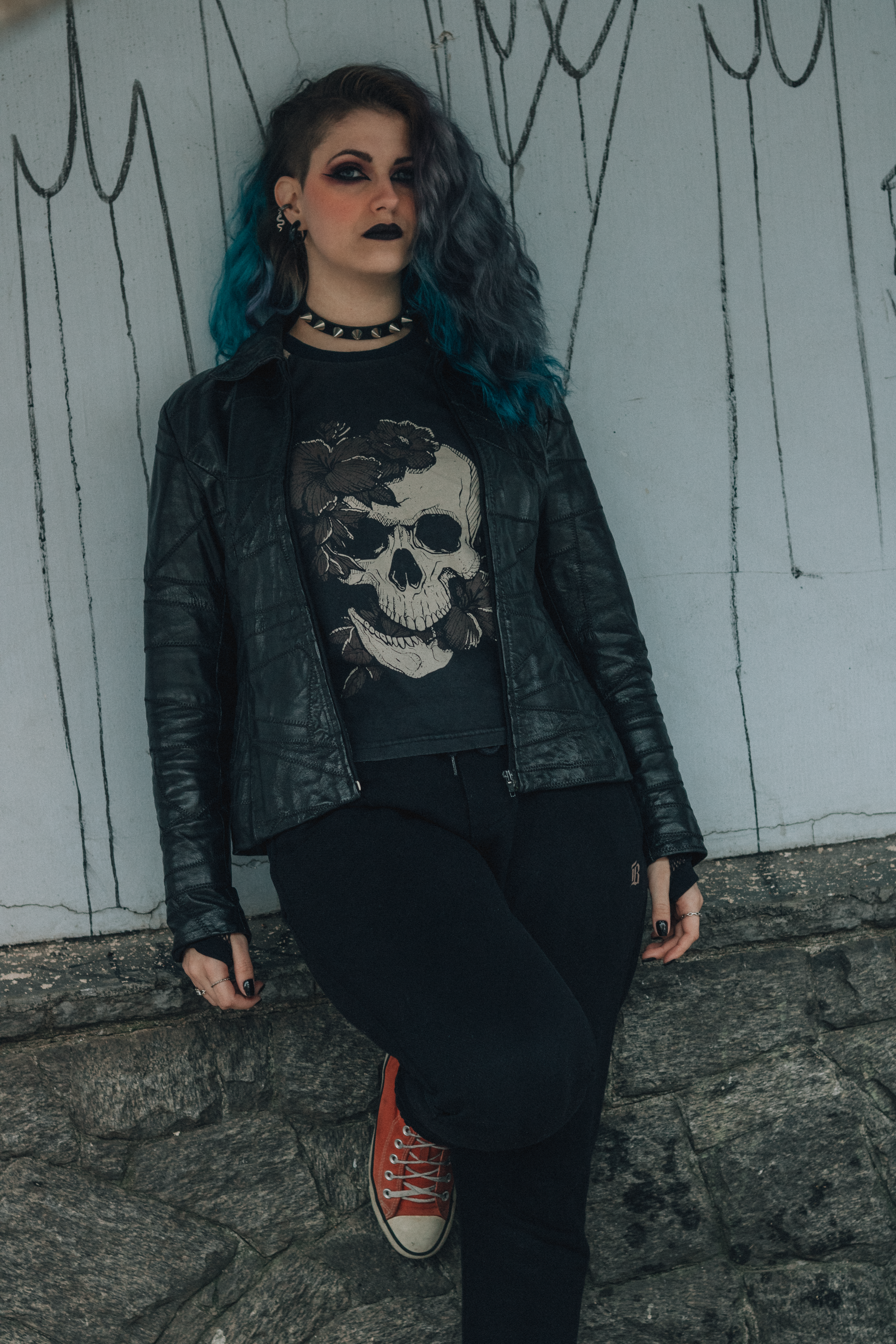Edgy Woman with Blue Hair in Urban Setting · Free Stock Photo