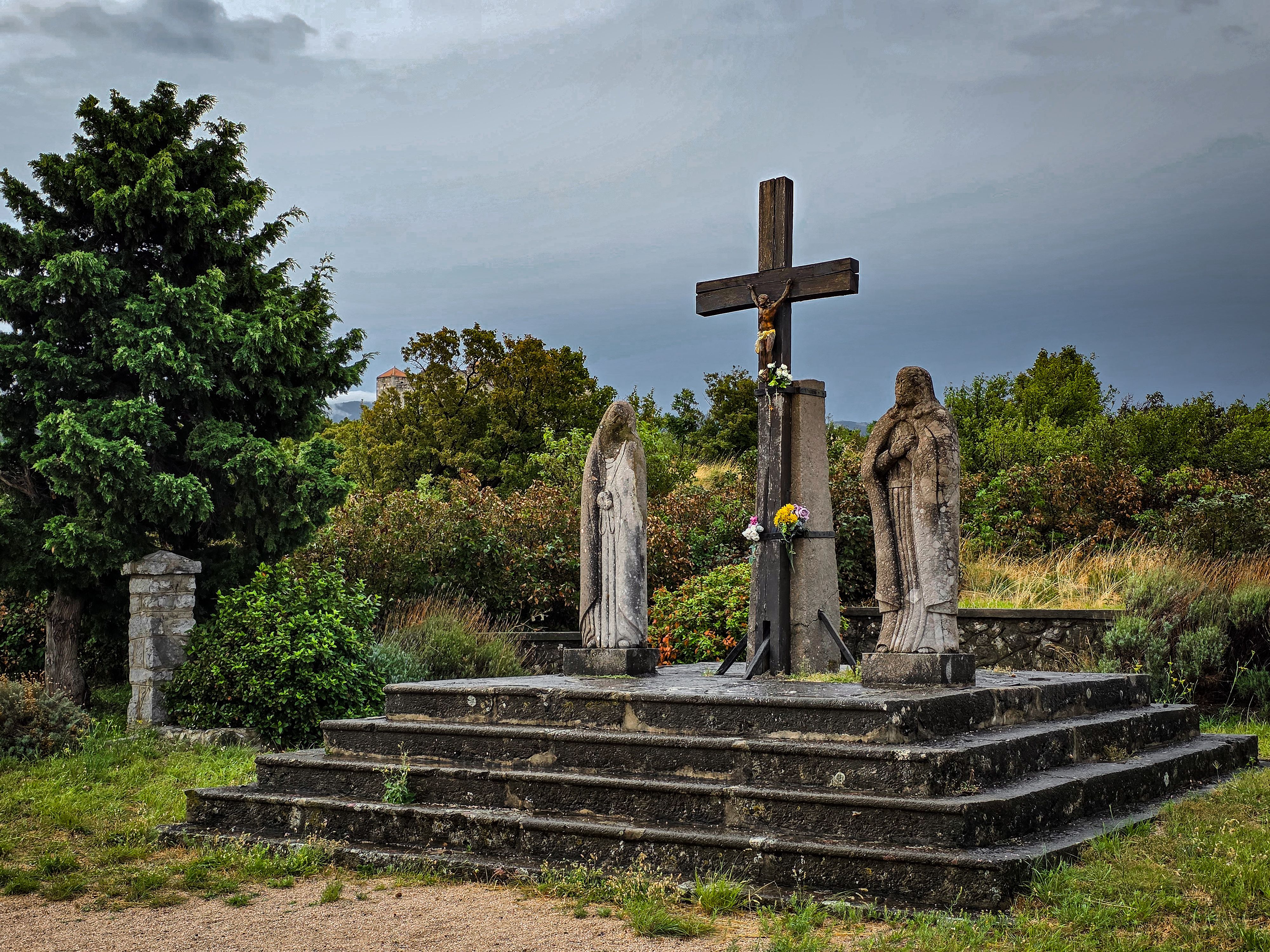 Outdoor Religious Monument with Cross and Statues · Free Stock Photo