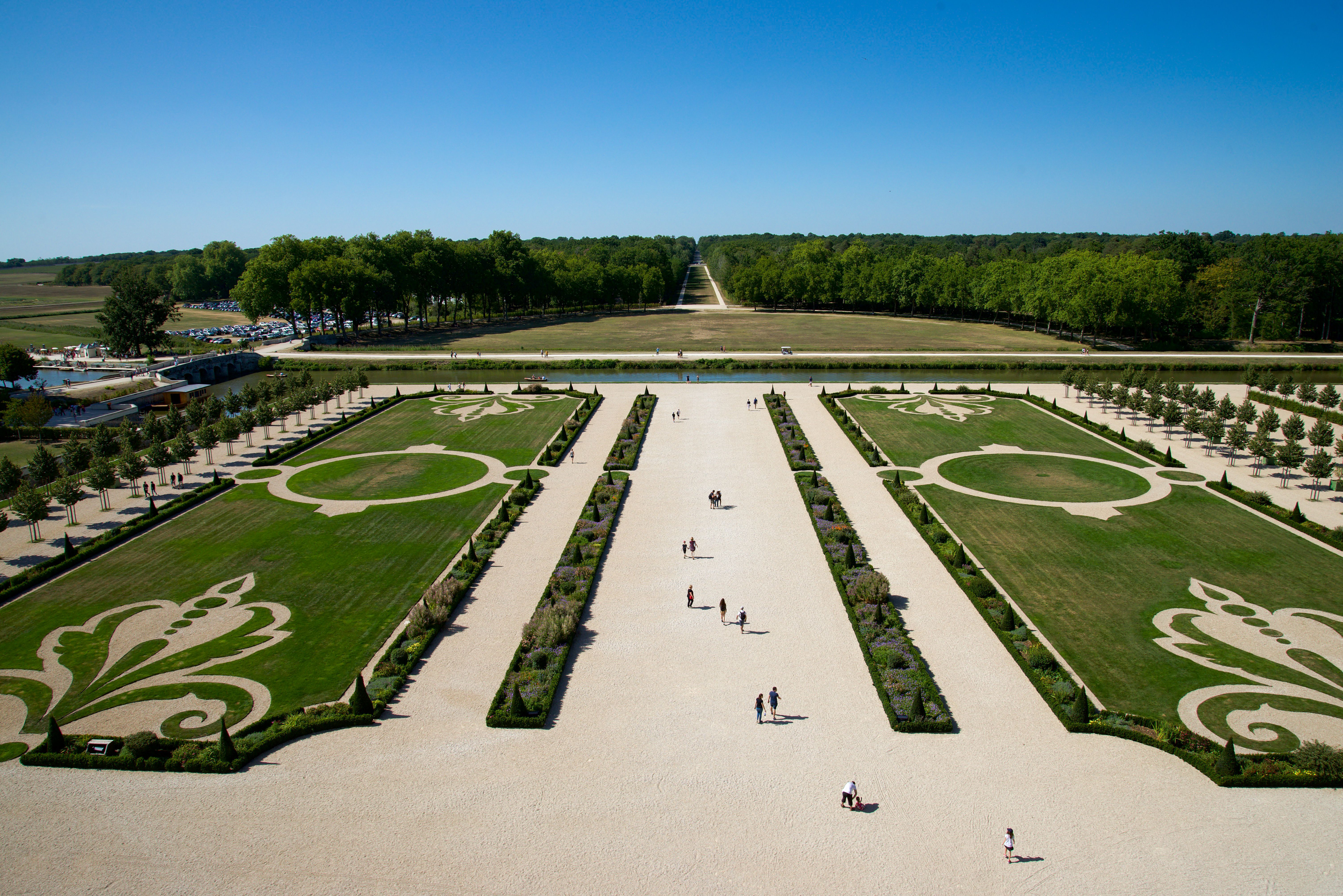 Aerial View of the Gardens of Palace of Versailles, Paris, France ...
