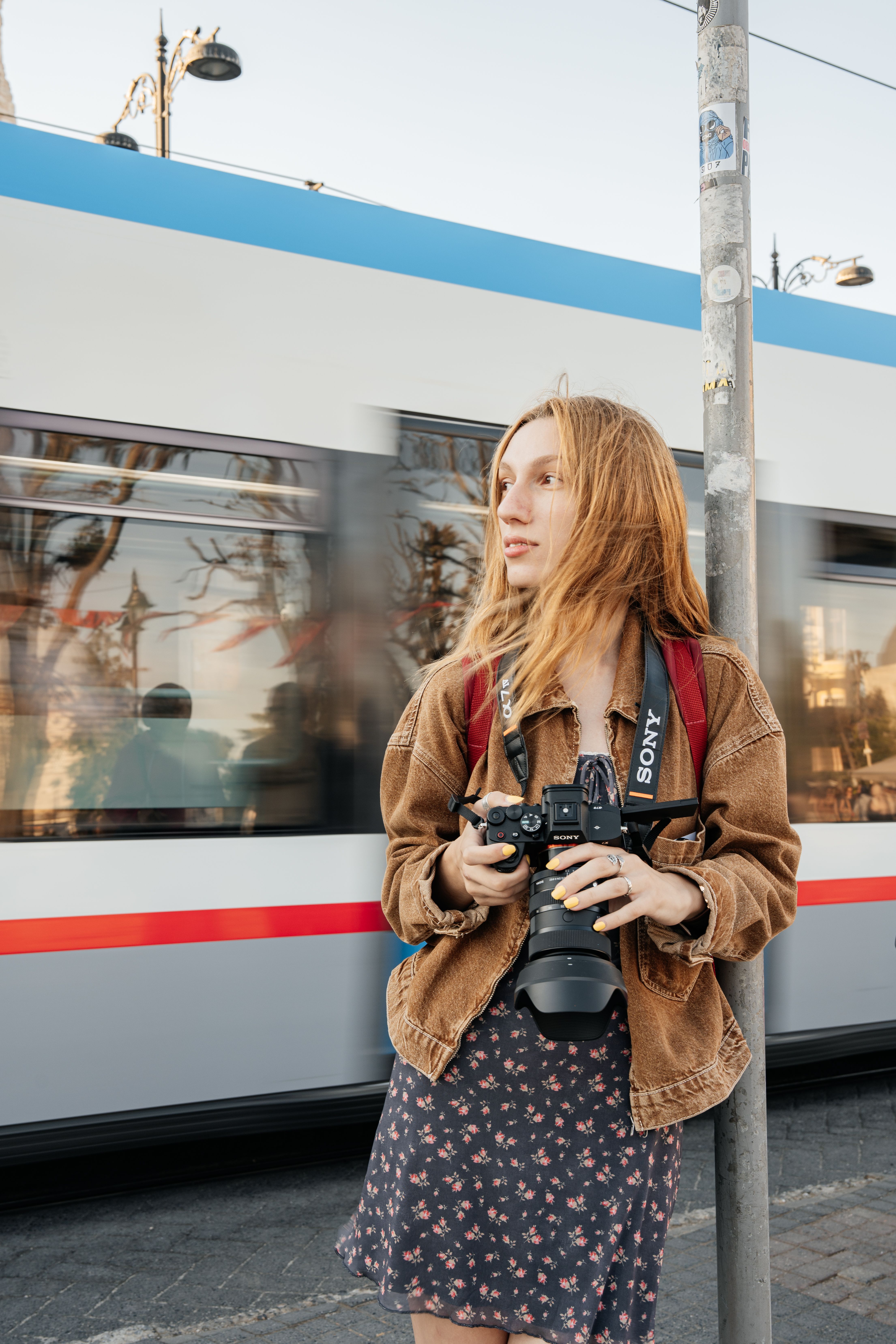 Photographer in Istanbul with Motion Blur Tram · Free Stock Photo