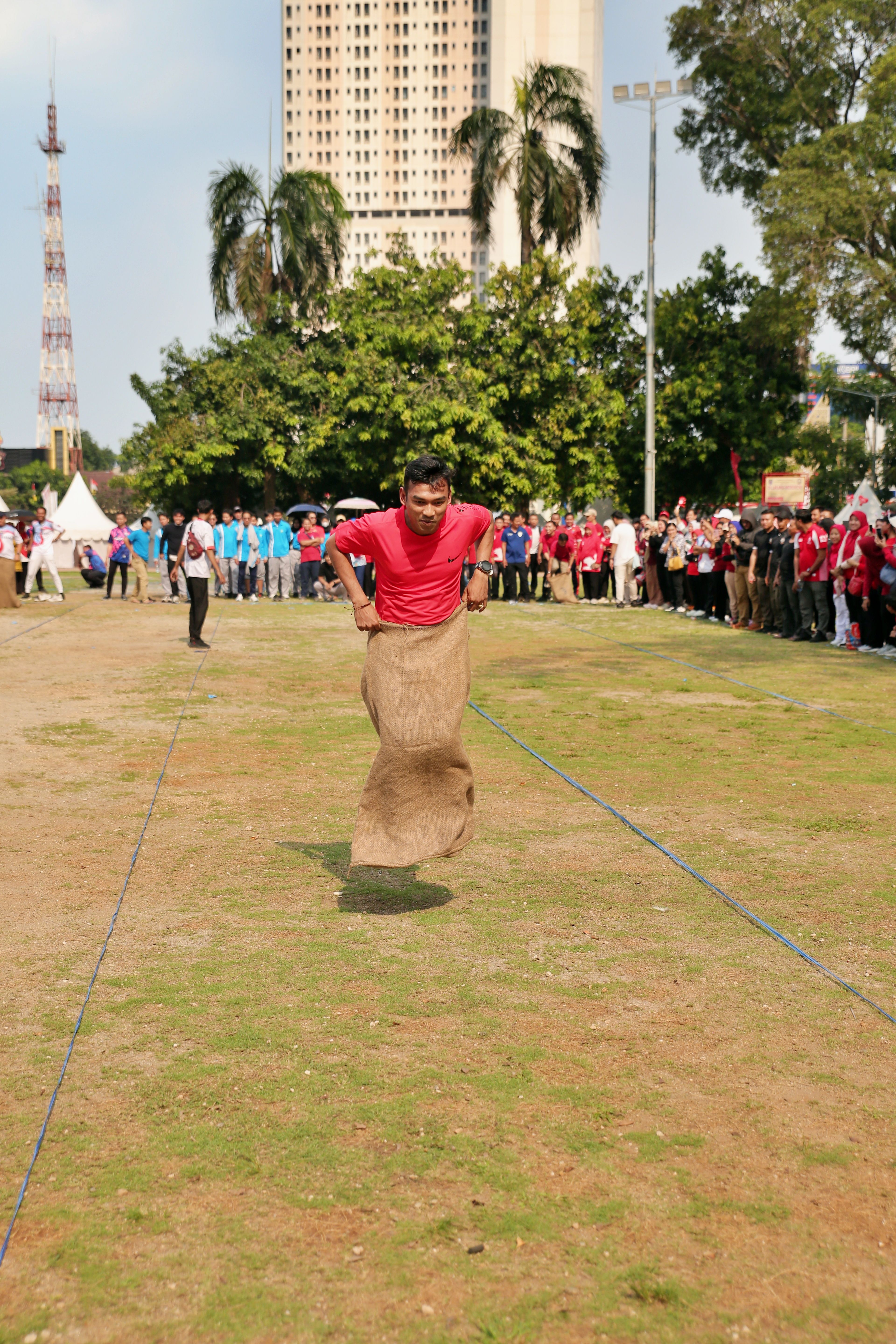 Outdoor Sack Race Competition in a Park · Free Stock Photo