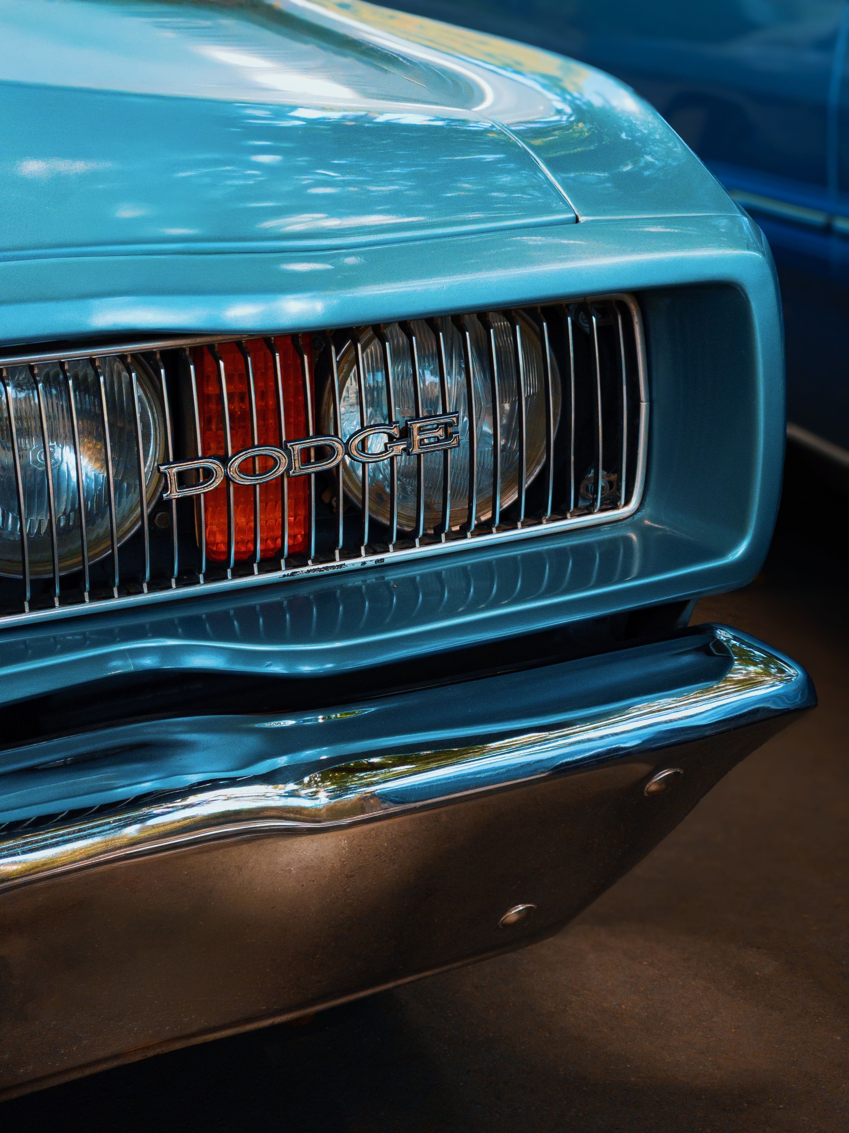 Close-up of Classic Blue Dodge Car · Free Stock Photo