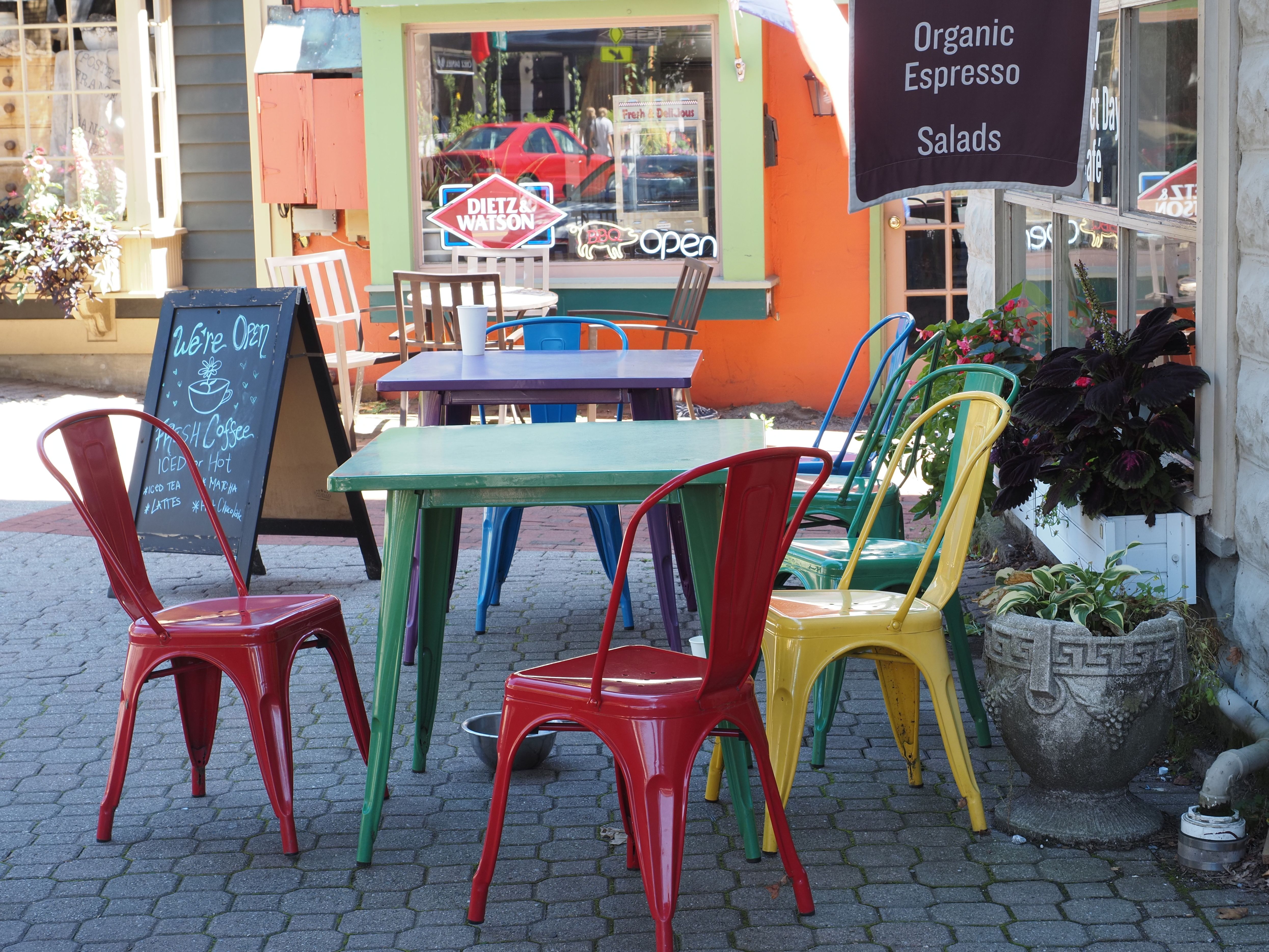 Colorful Outdoor Cafe Seating in Frenchtown · Free Stock Photo