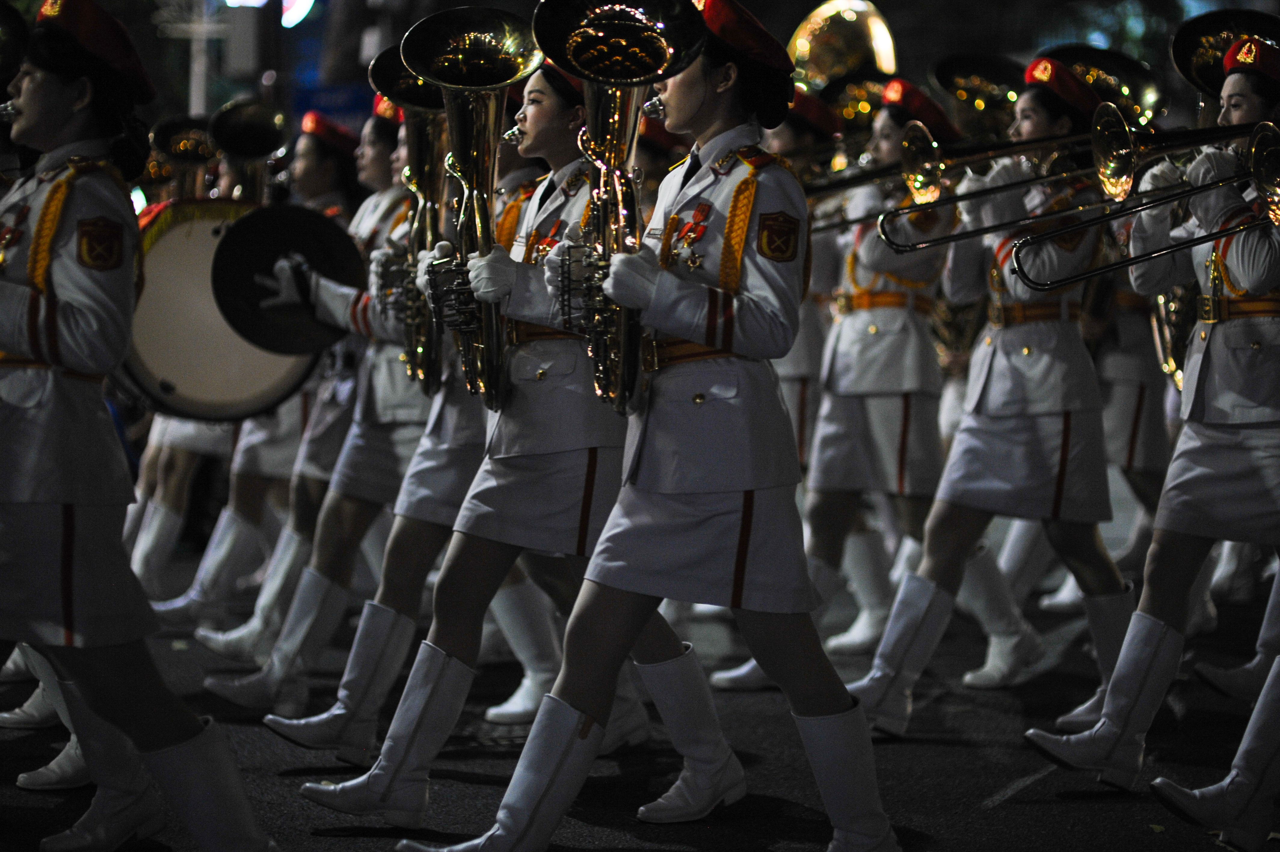 Men in Black and White Uniform Marching with Rifles · Free Stock Photo