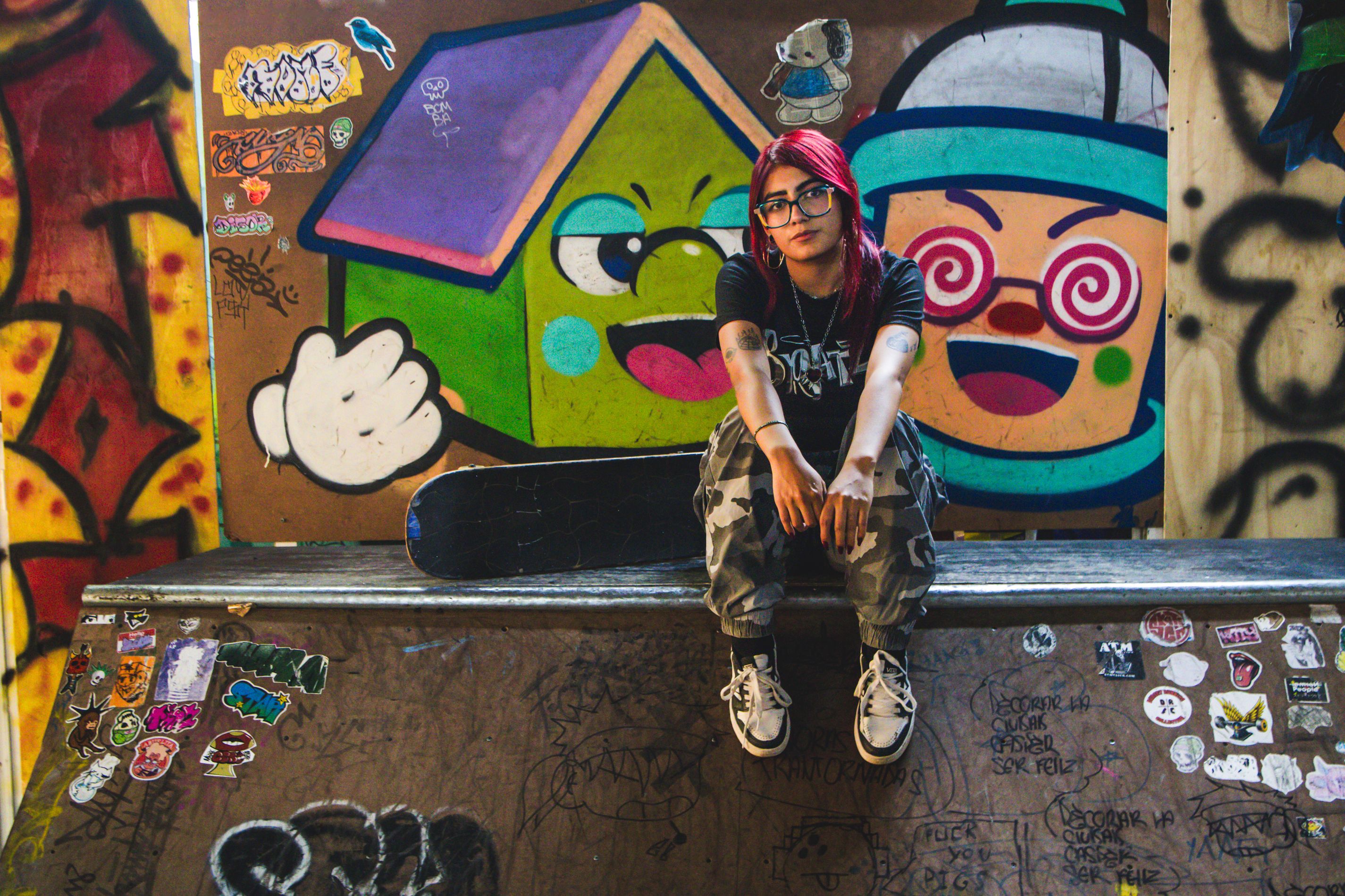 Young Woman at Urban Graffiti Skate Park · Free Stock Photo