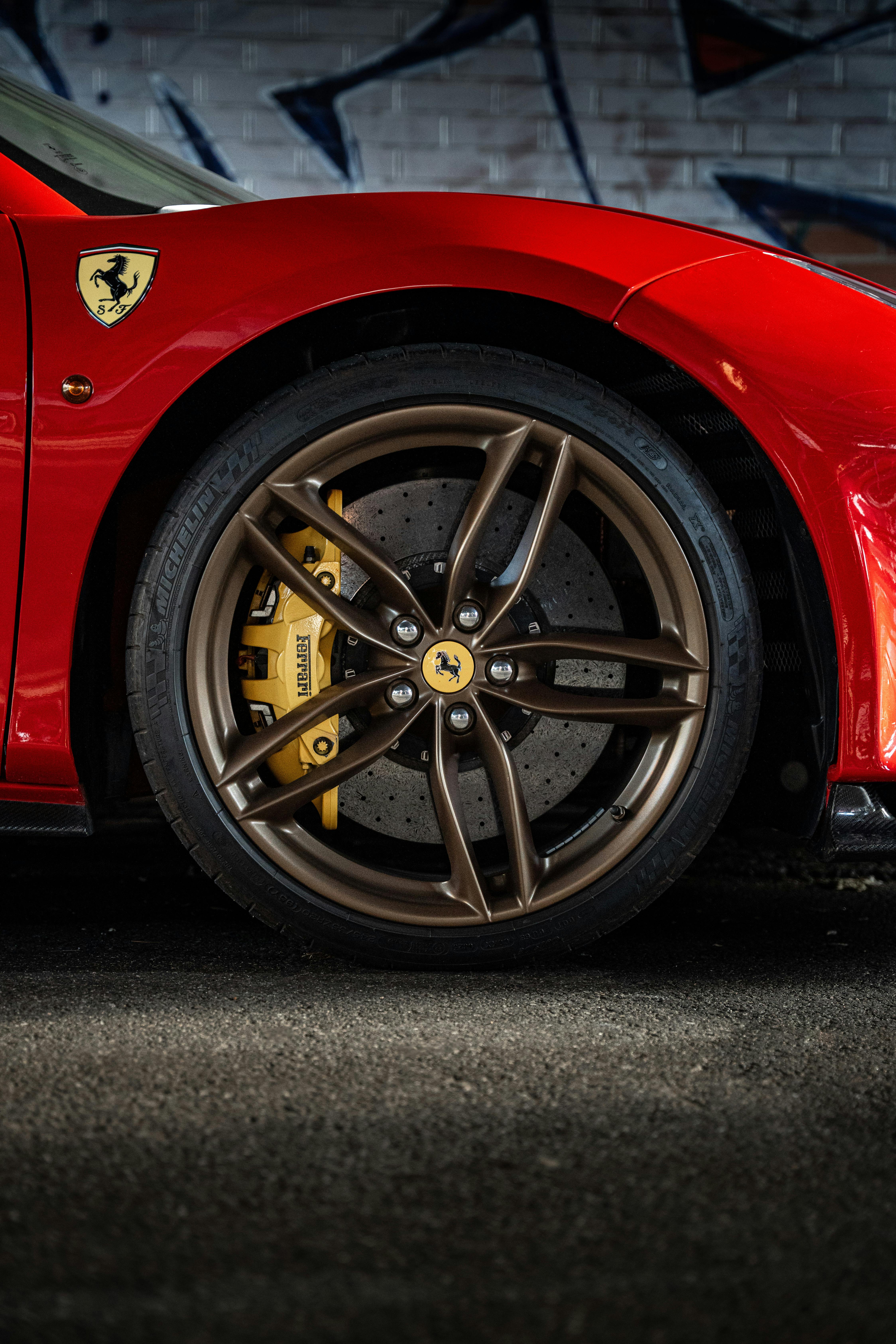 Close-Up Photo of Ferrari Rim · Free Stock Photo