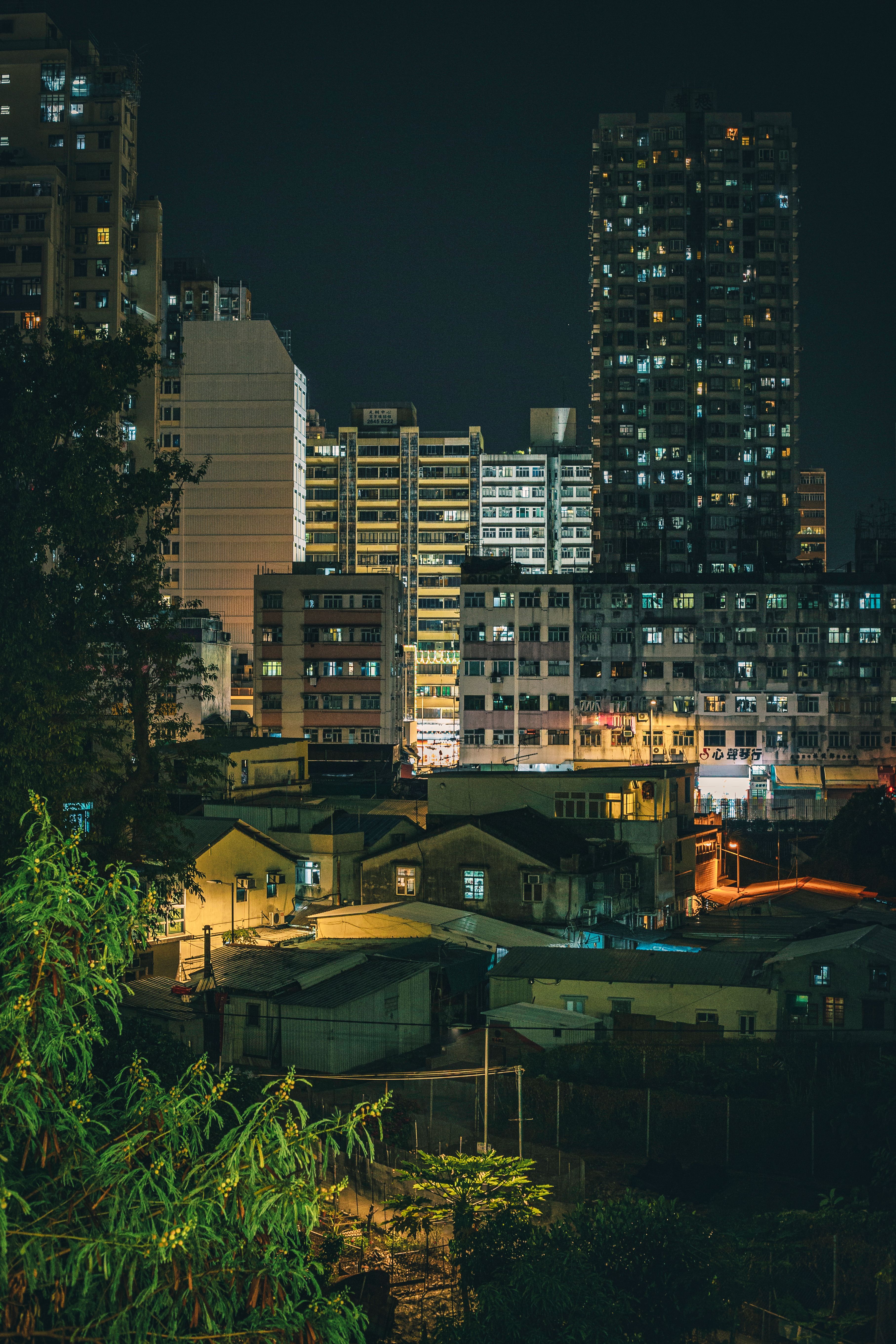 Architectural Photography of Lighted City Buildings · Free Stock Photo