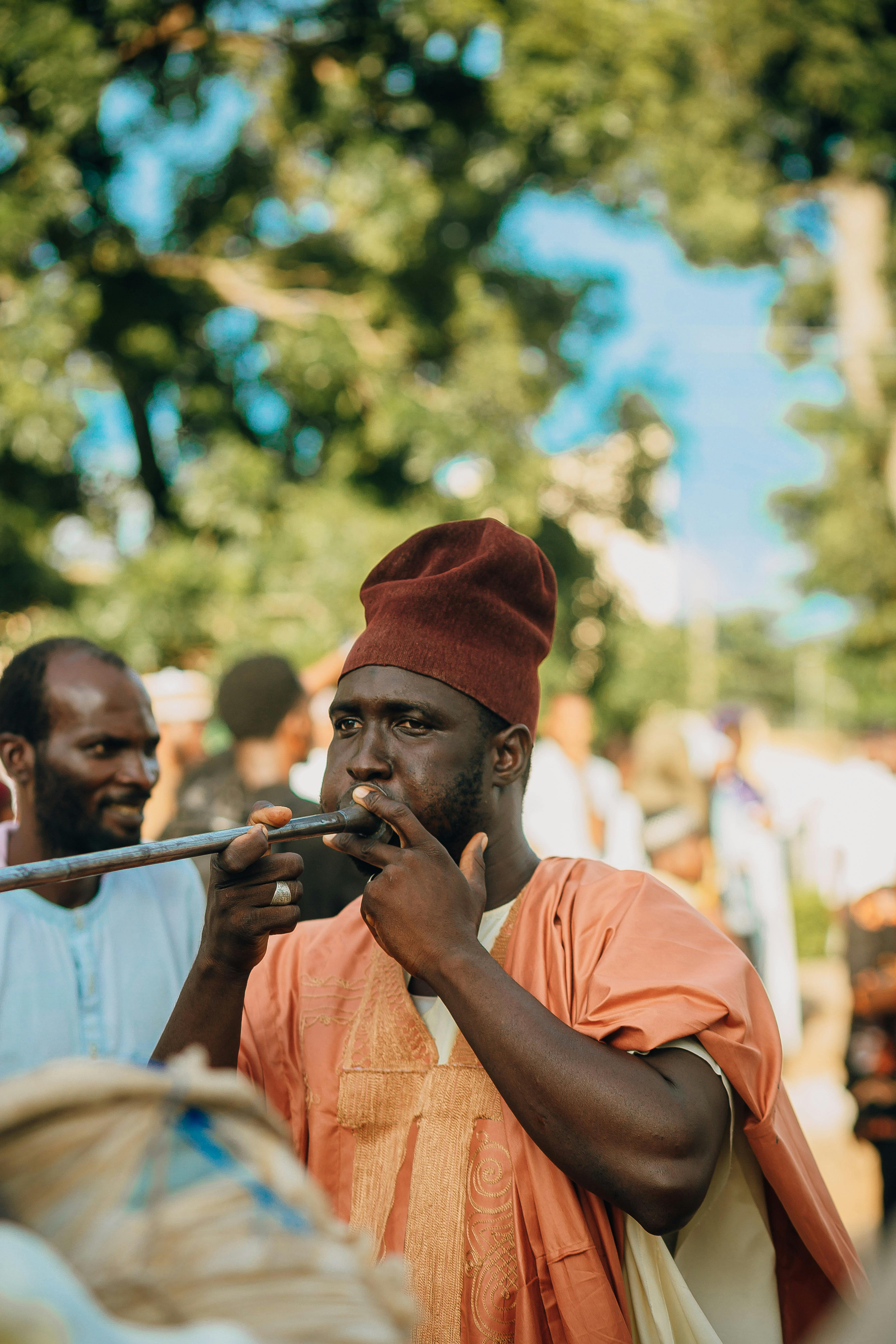 Traditional Musician Playing an African Woodwind Instrument · Free ...
