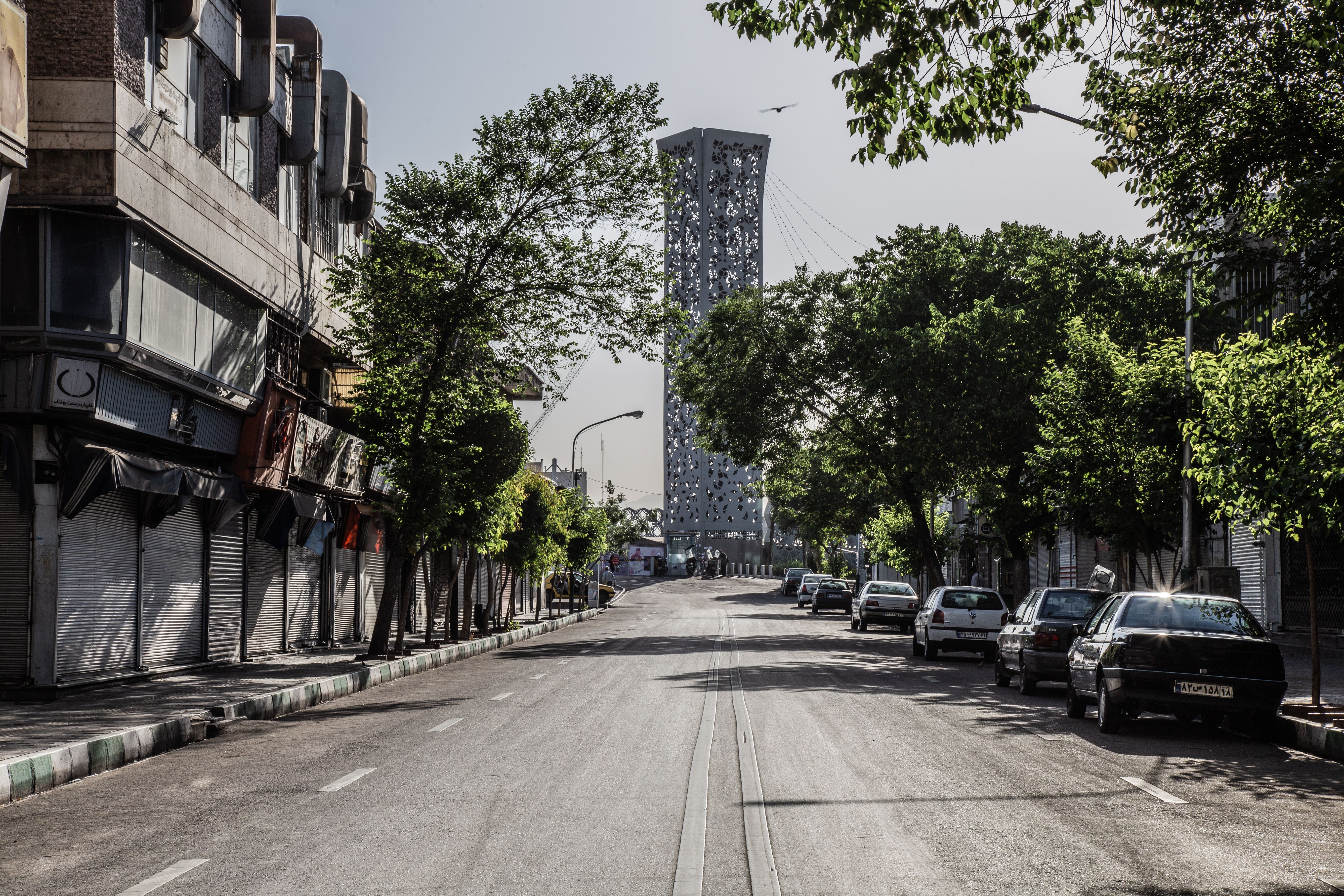 Quiet Street Scene in Tehran with Milad Tower · Free Stock Photo
