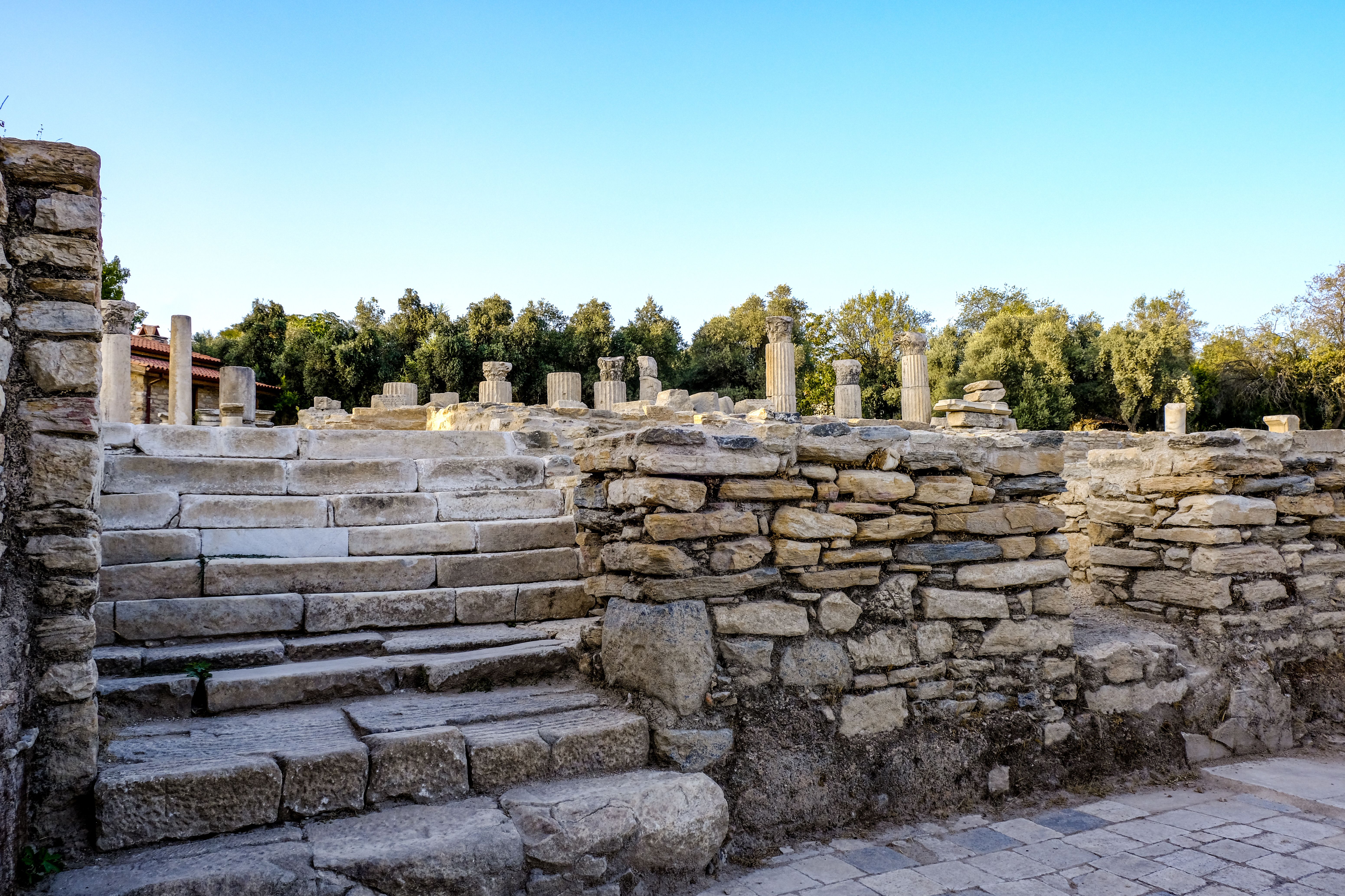 Ancient Greek style amphitheater with stone seating