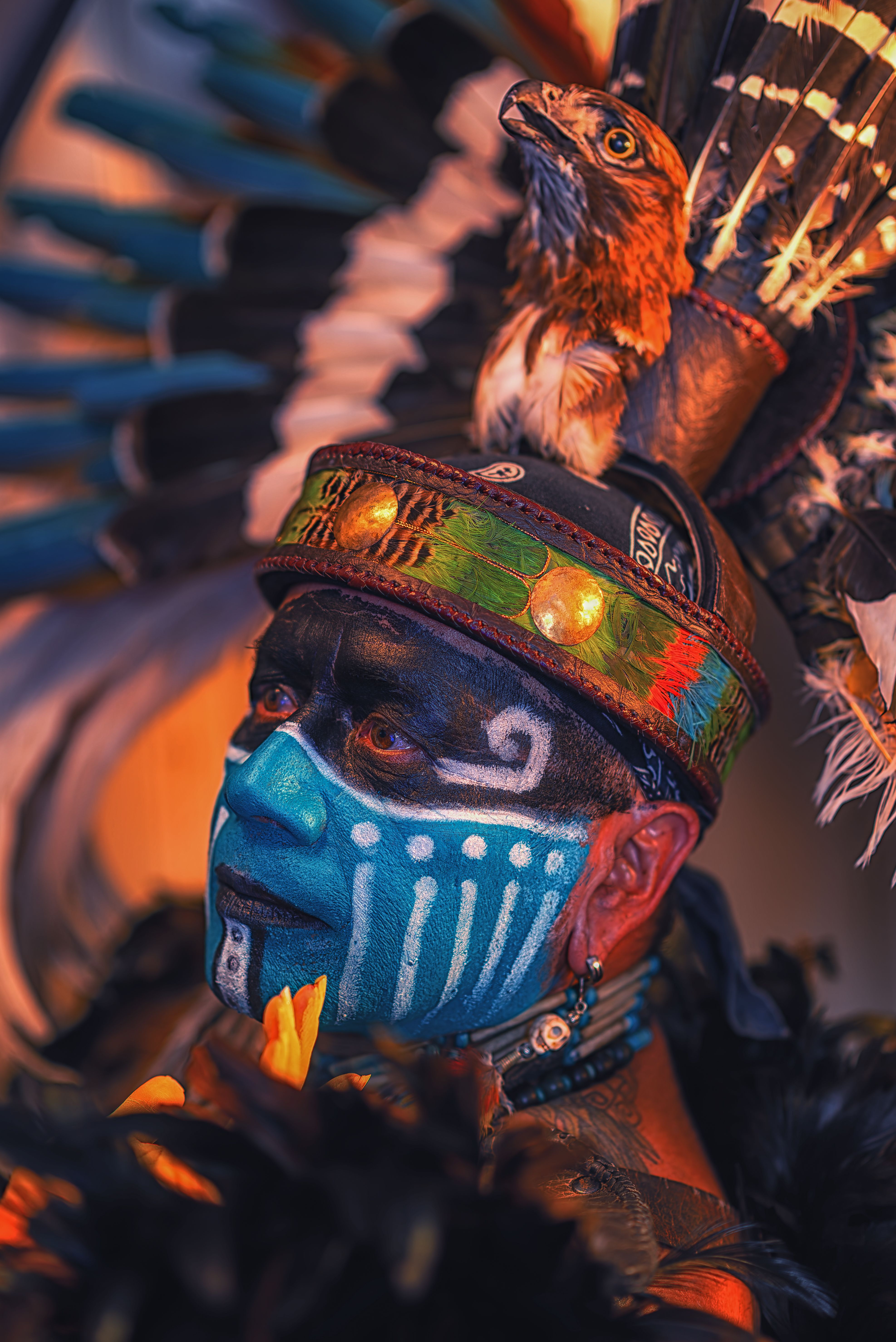 Colorful Tribal Costume with Feather Headdress · Free Stock Photo