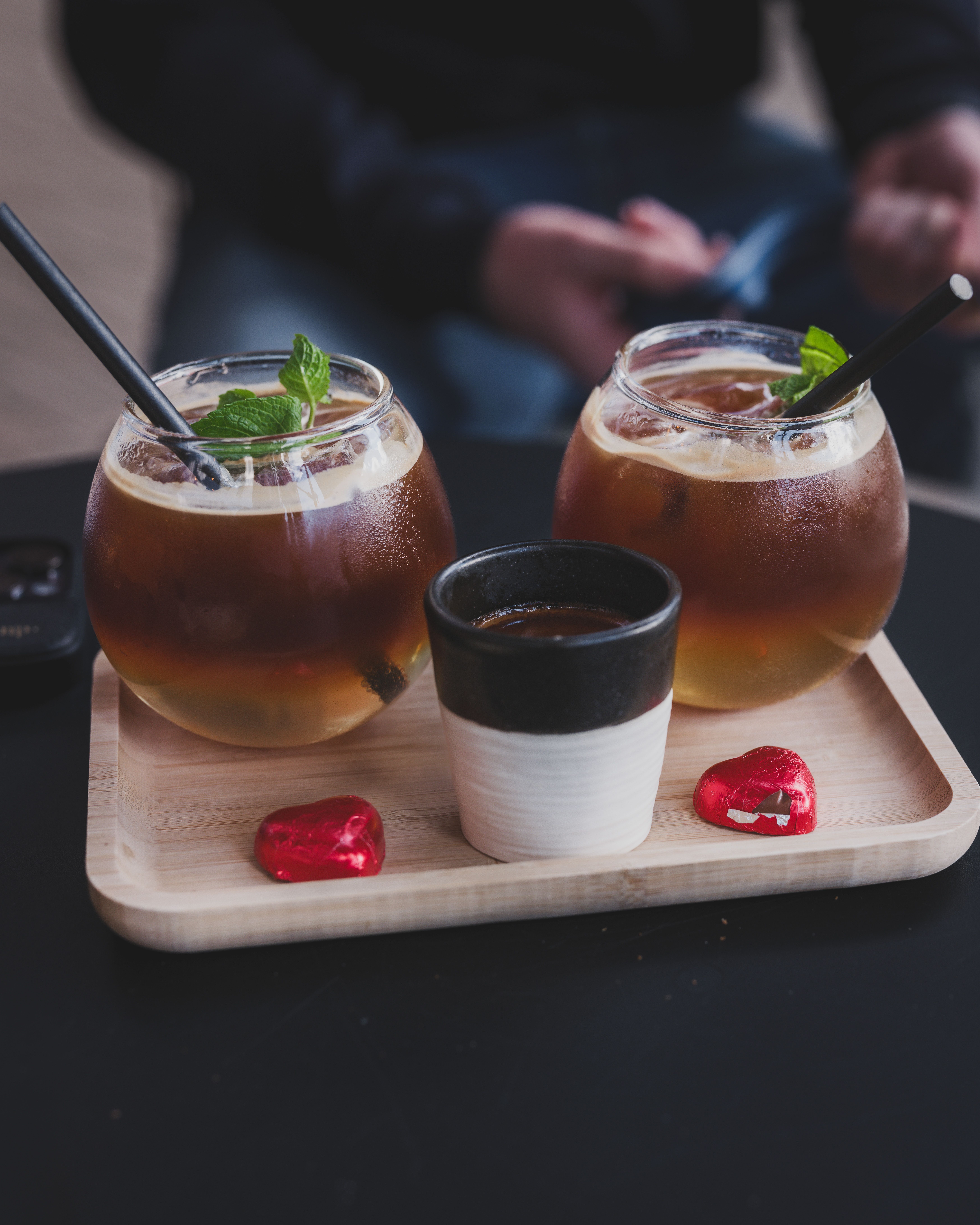 Refreshing Iced Coffee Tray with Mint Leaves · Free Stock Photo