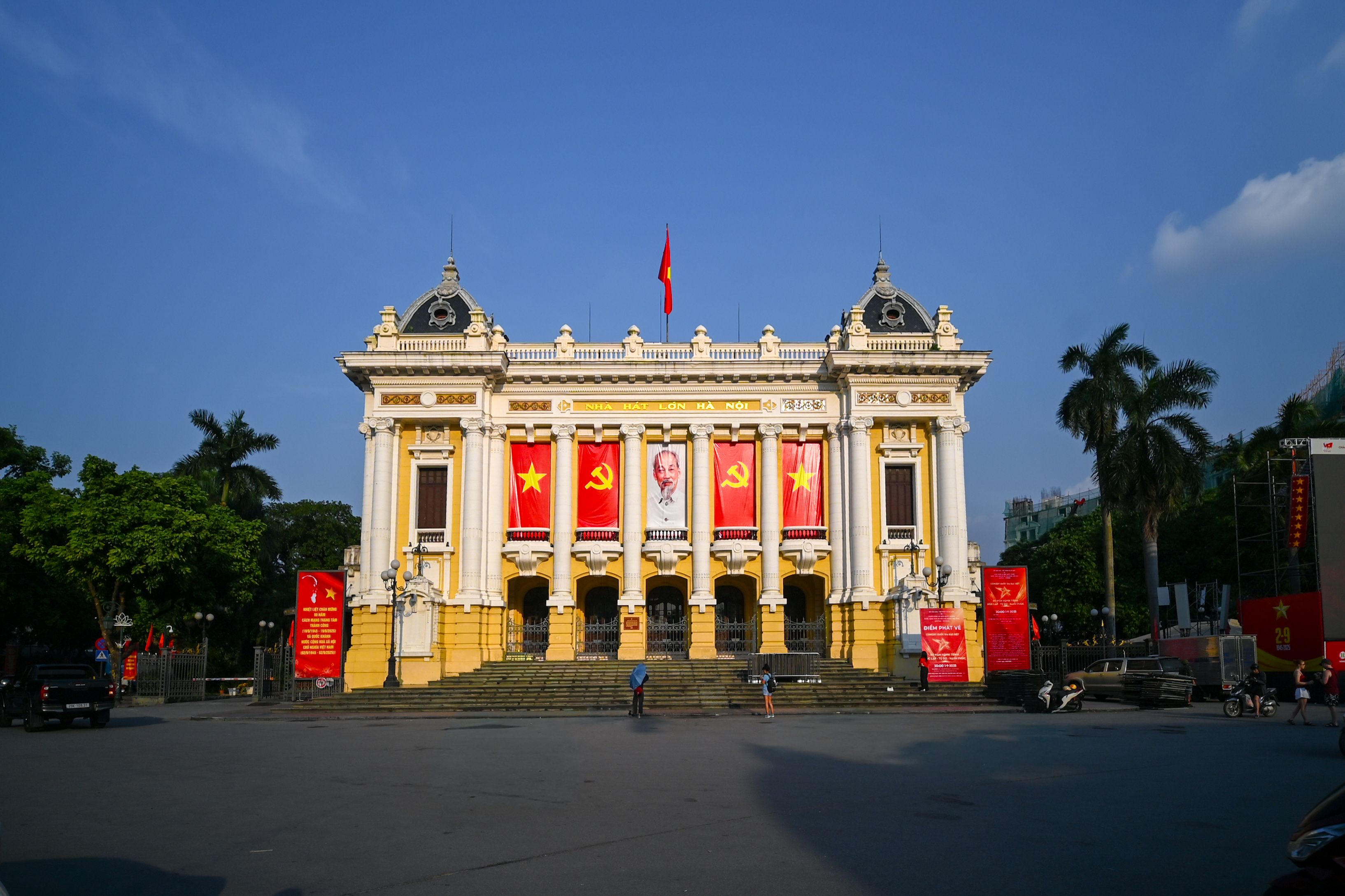 Hanoi Opera House with Communist Banners · Free Stock Photo