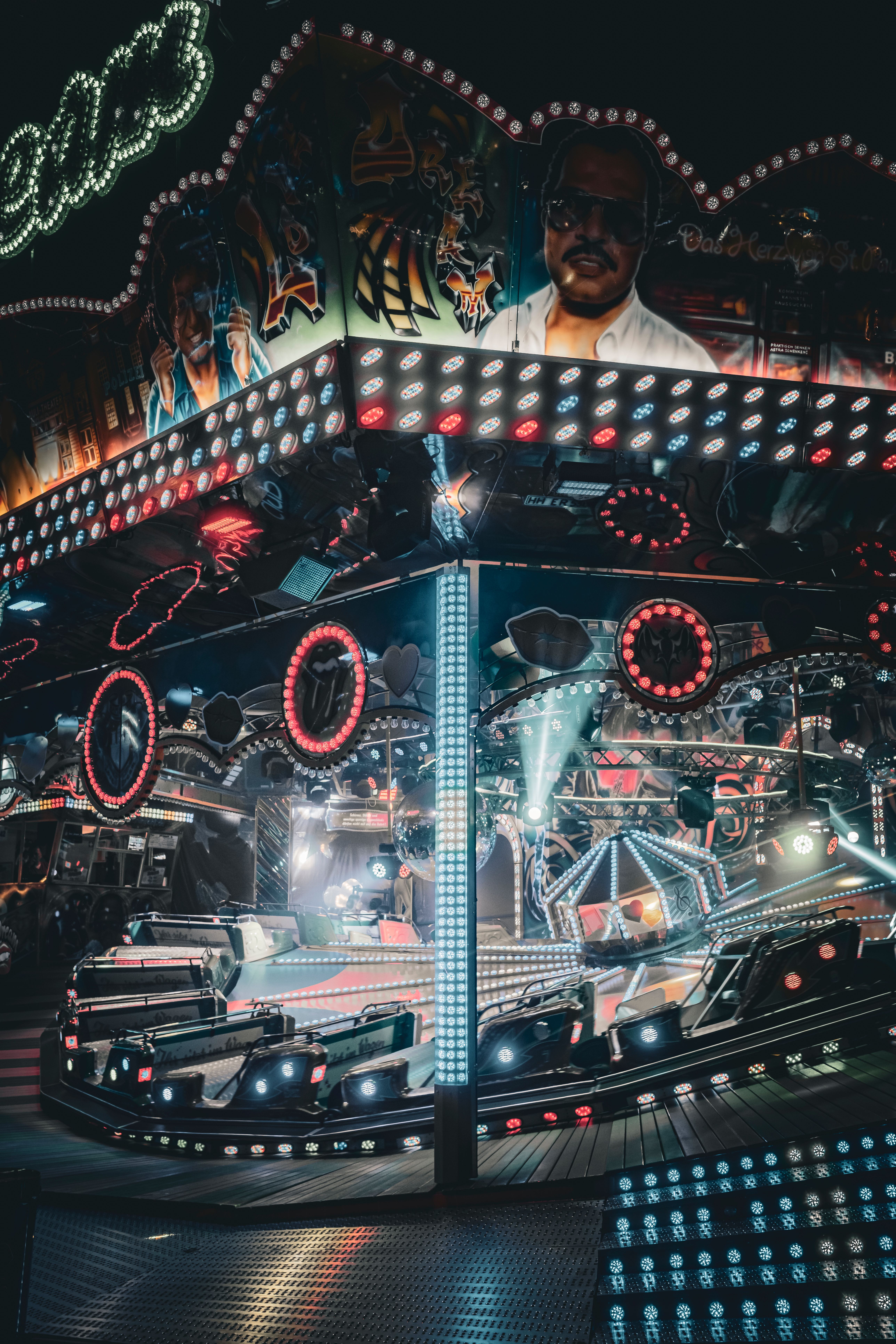 Blue and White Lights on Carnival Ride during Night Time · Free Stock Photo