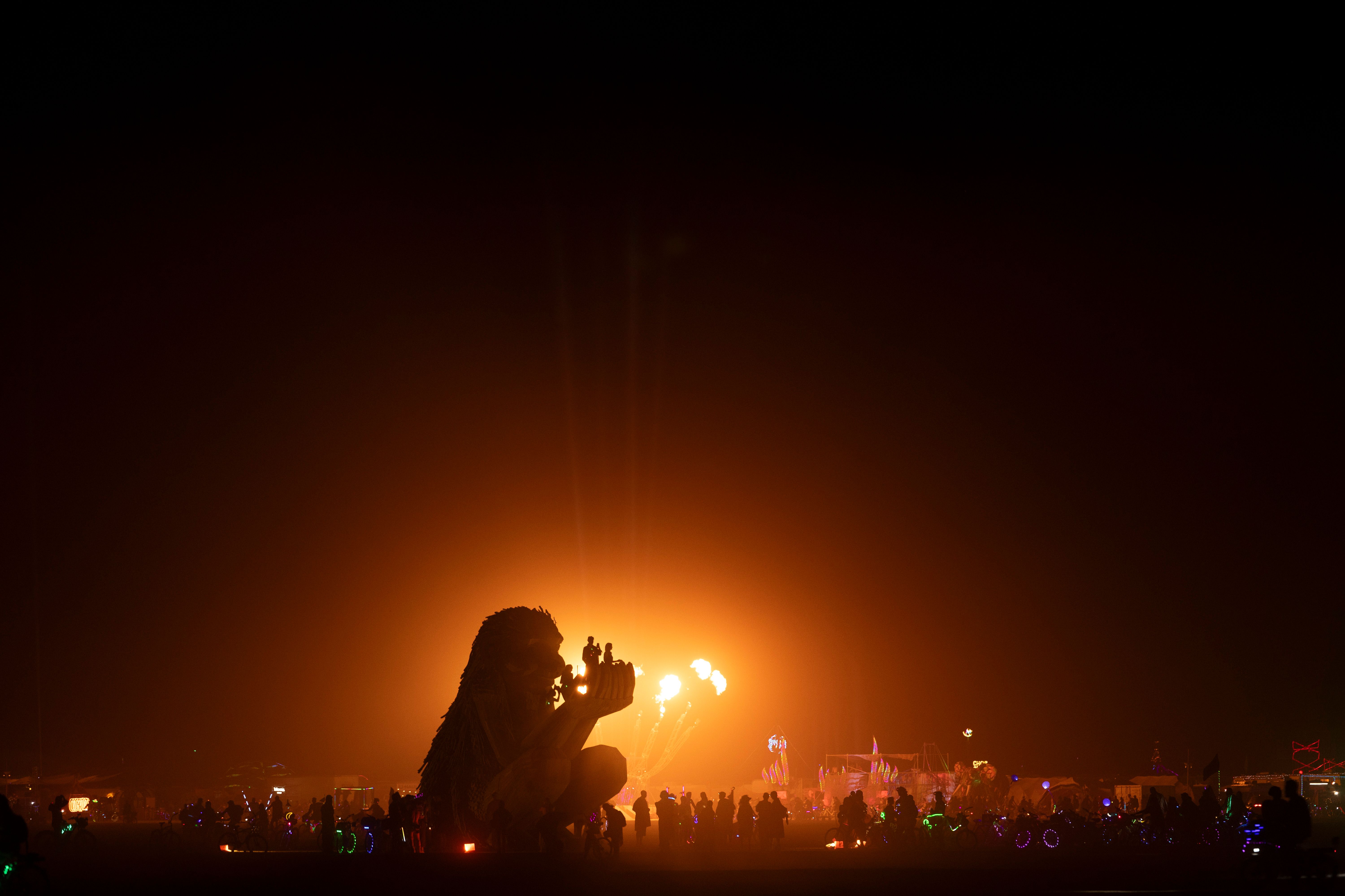 Silhouette of Art Installation at Night Festival · Free Stock Photo
