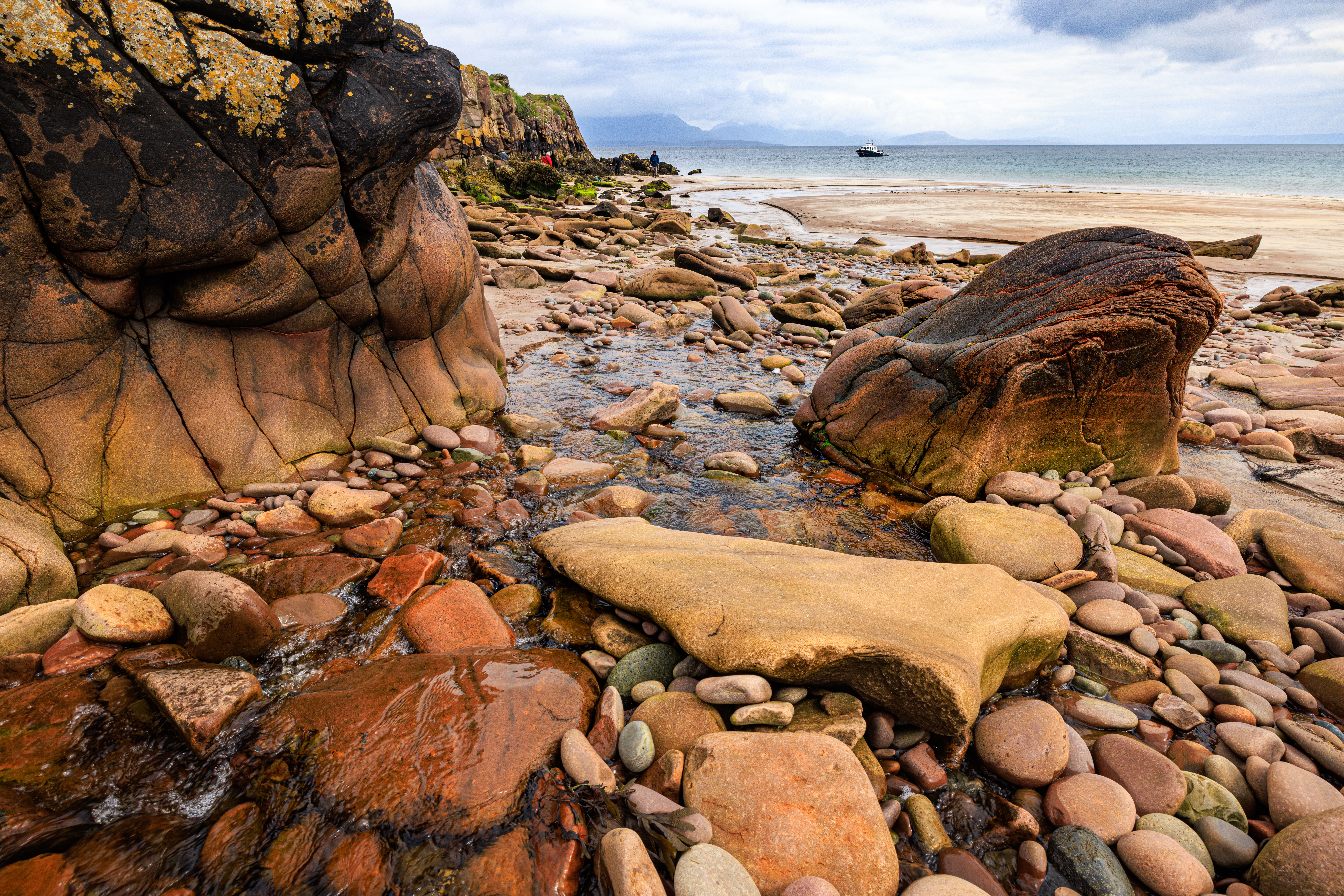 Scenic Rocky Beach in Scotland with Flowing Stream · Free Stock Photo