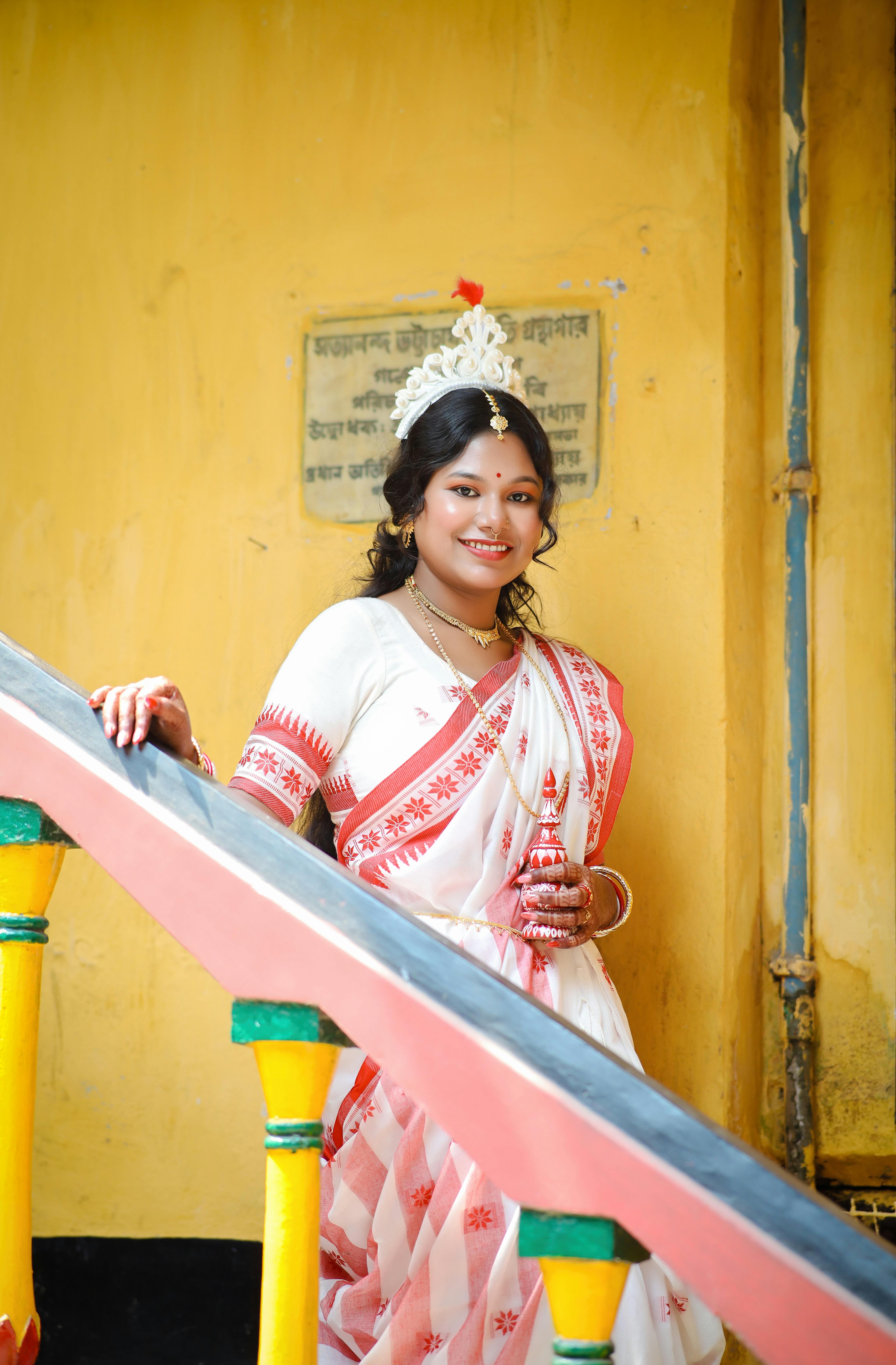 Traditional Assamese Woman in Cultural Dress · Free Stock Photo