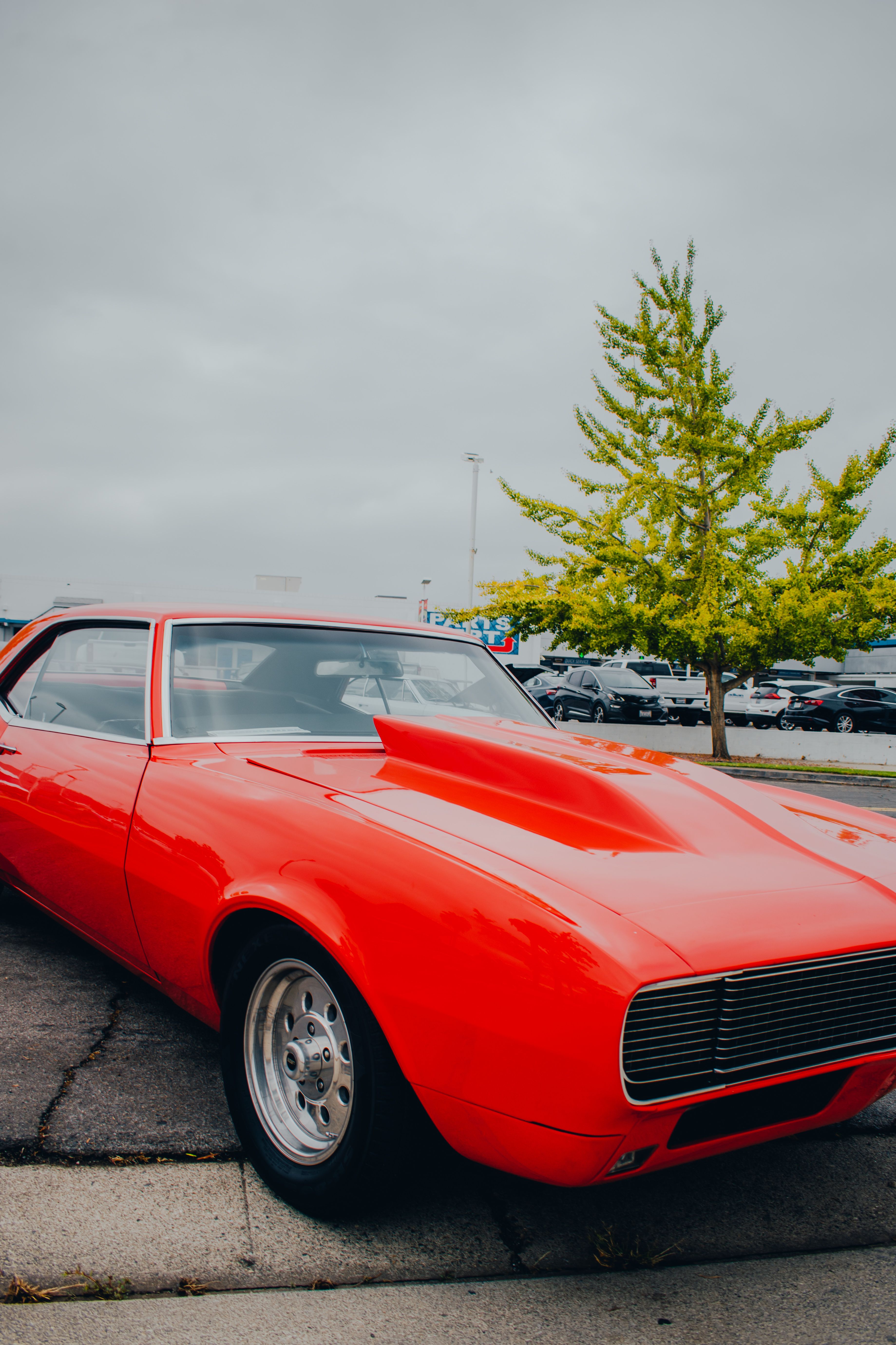 Bright Red Classic Car on Display Outdoors · Free Stock Photo