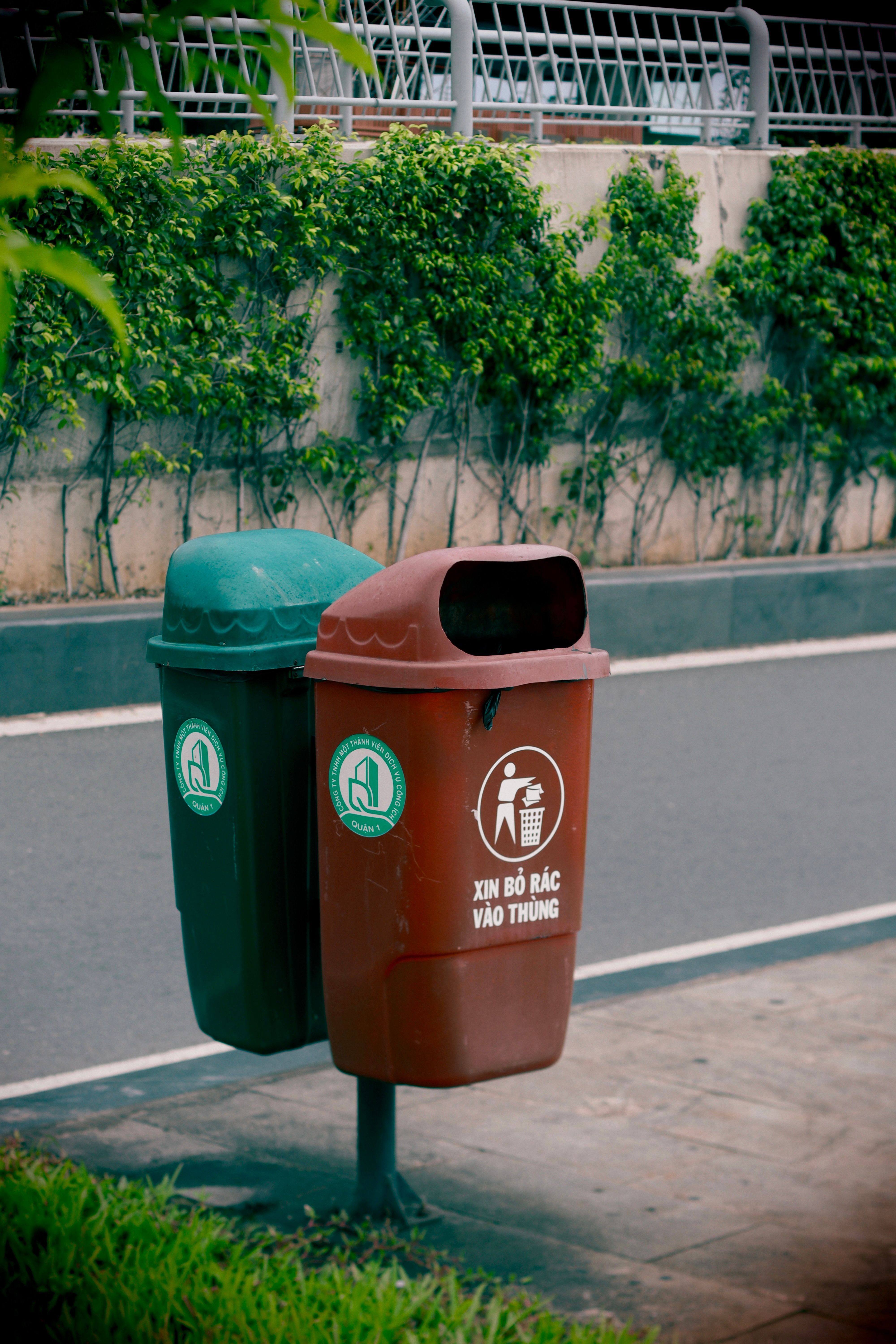 Recycling Bins on Urban Street Sidewalk · Free Stock Photo