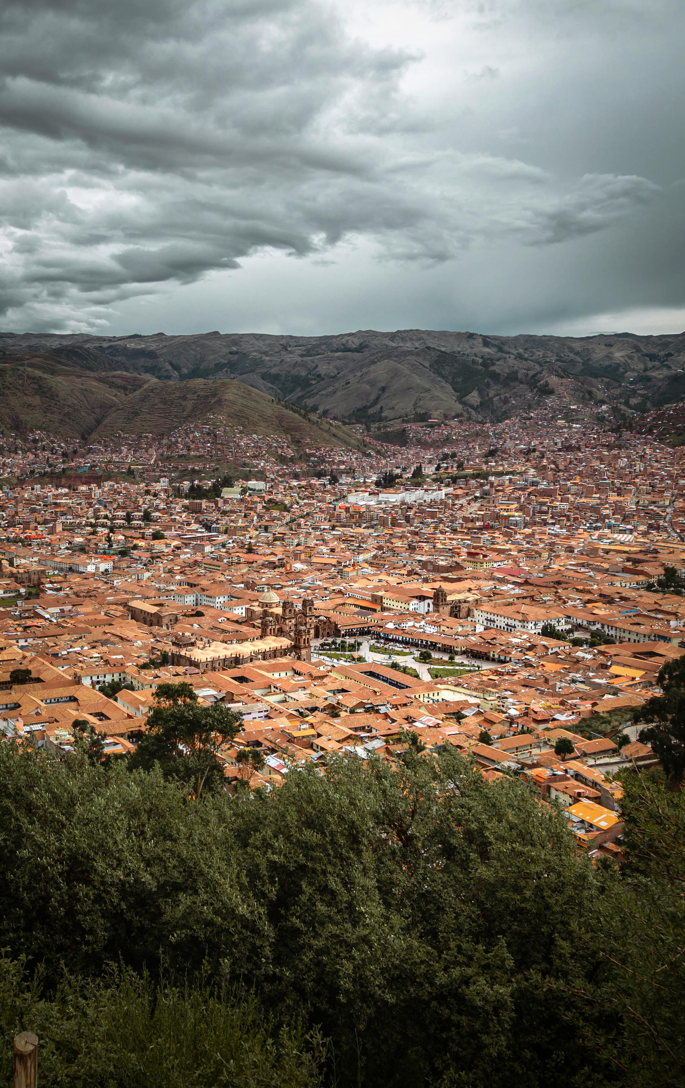 Aerial View of Cusco, Peru with Scenic Mountain Backdrop · Free Stock Photo