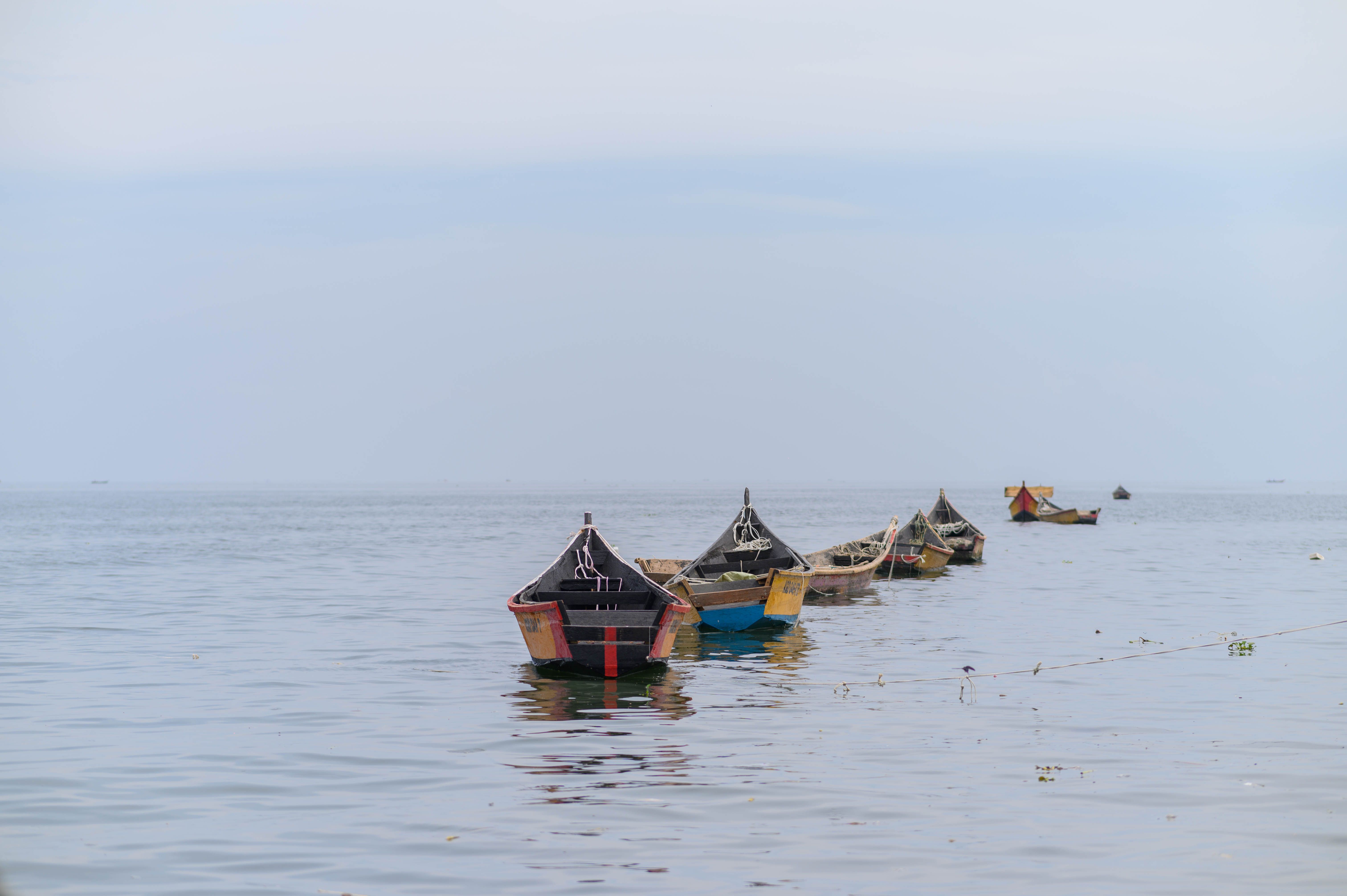 Colorful Boats Floating on Tranquil Lake · Free Stock Photo