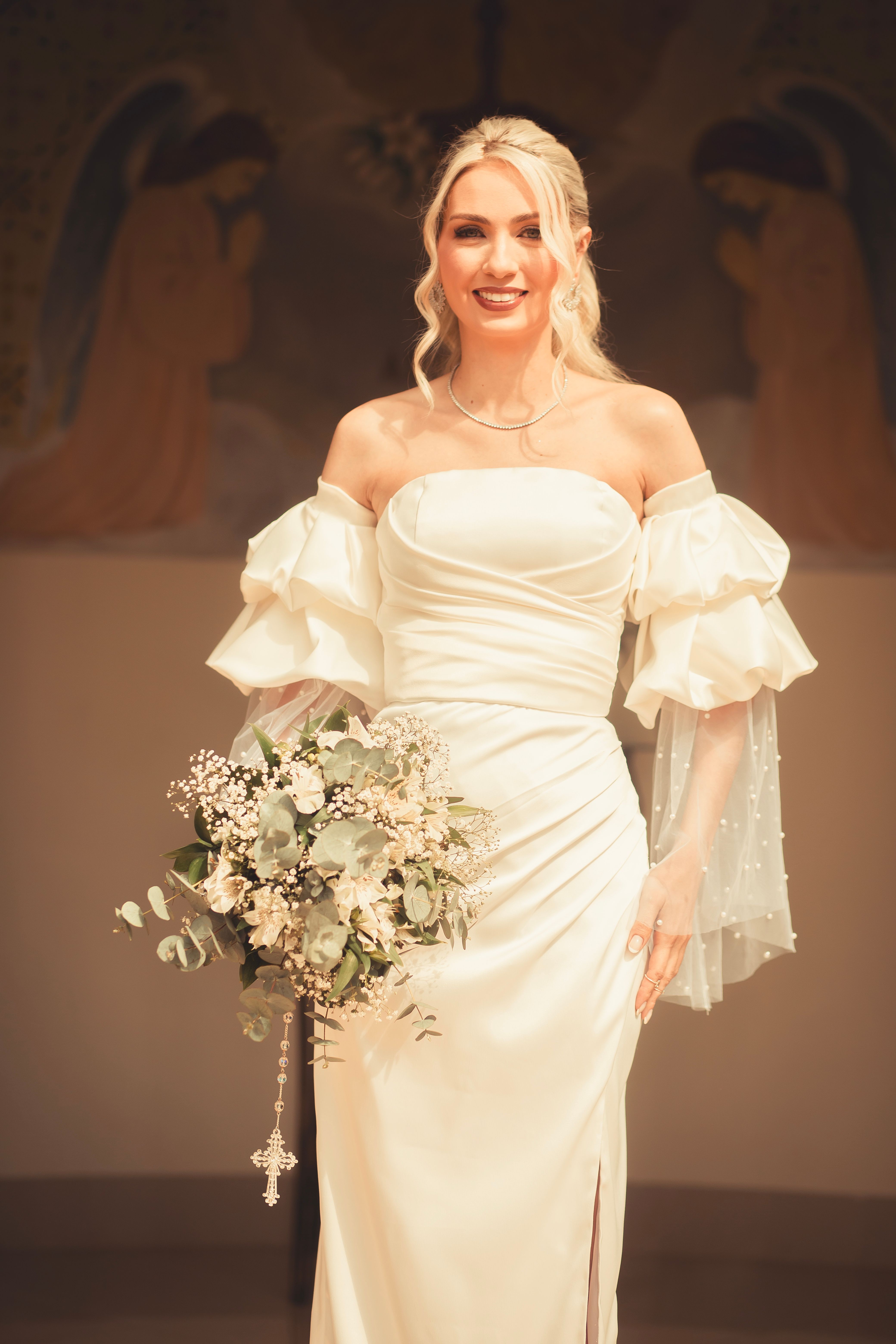 Elegant Bride in Off-Shoulder Wedding Dress · Free Stock Photo
