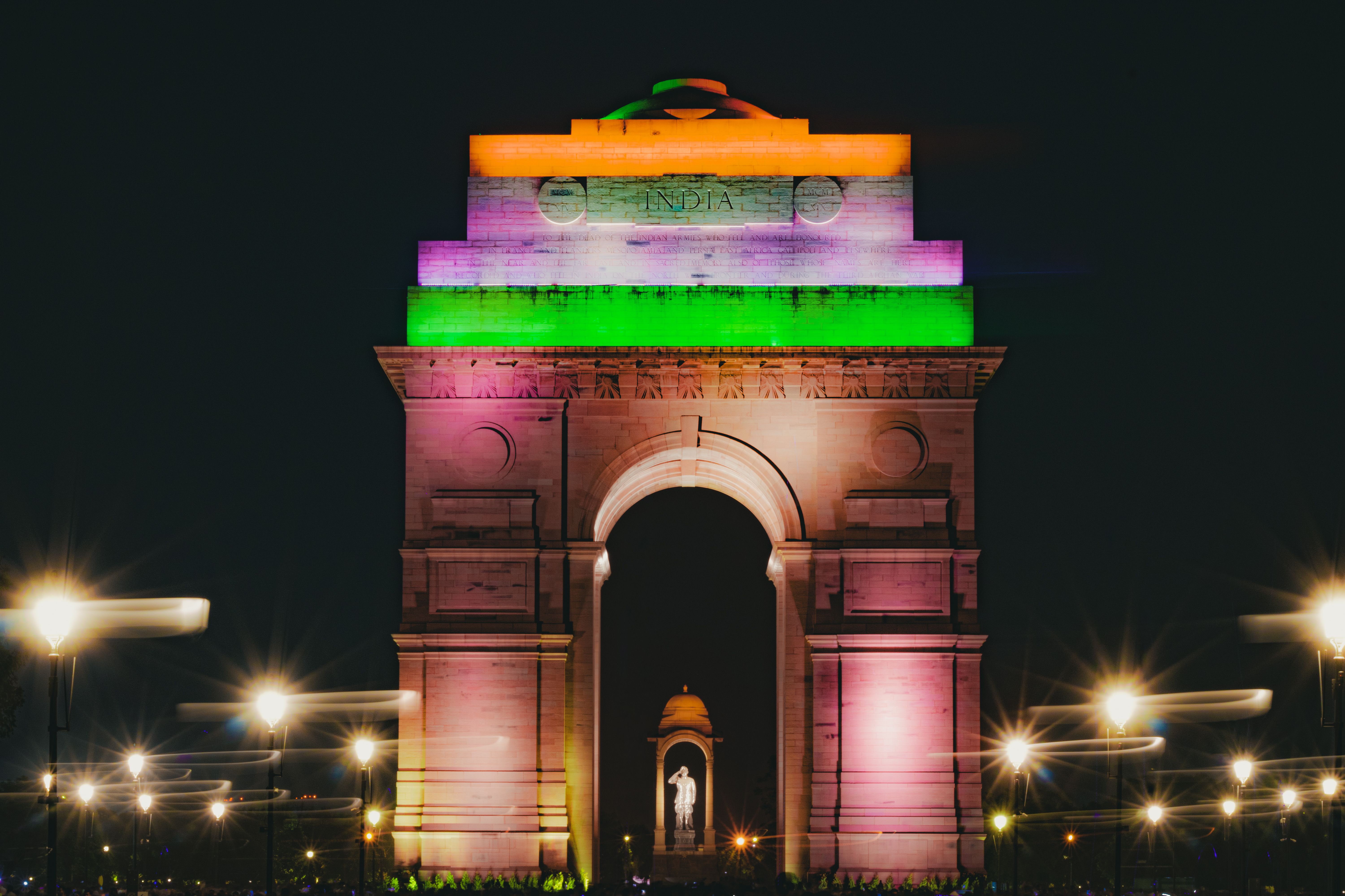 Illuminated India Gate at Night in Delhi · Free Stock Photo