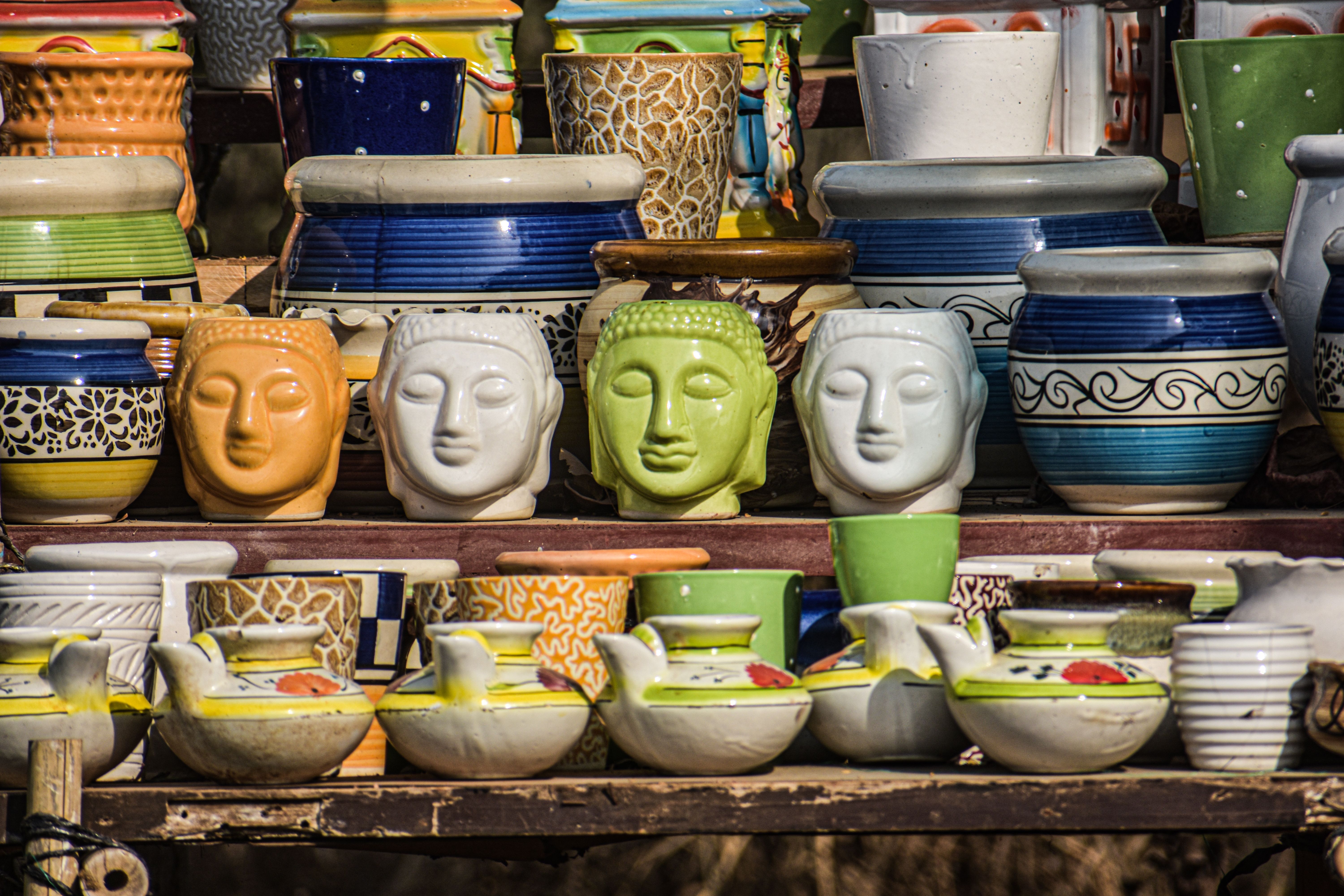 Colorful Ceramic Pots Display in Navi Mumbai · Free Stock Photo