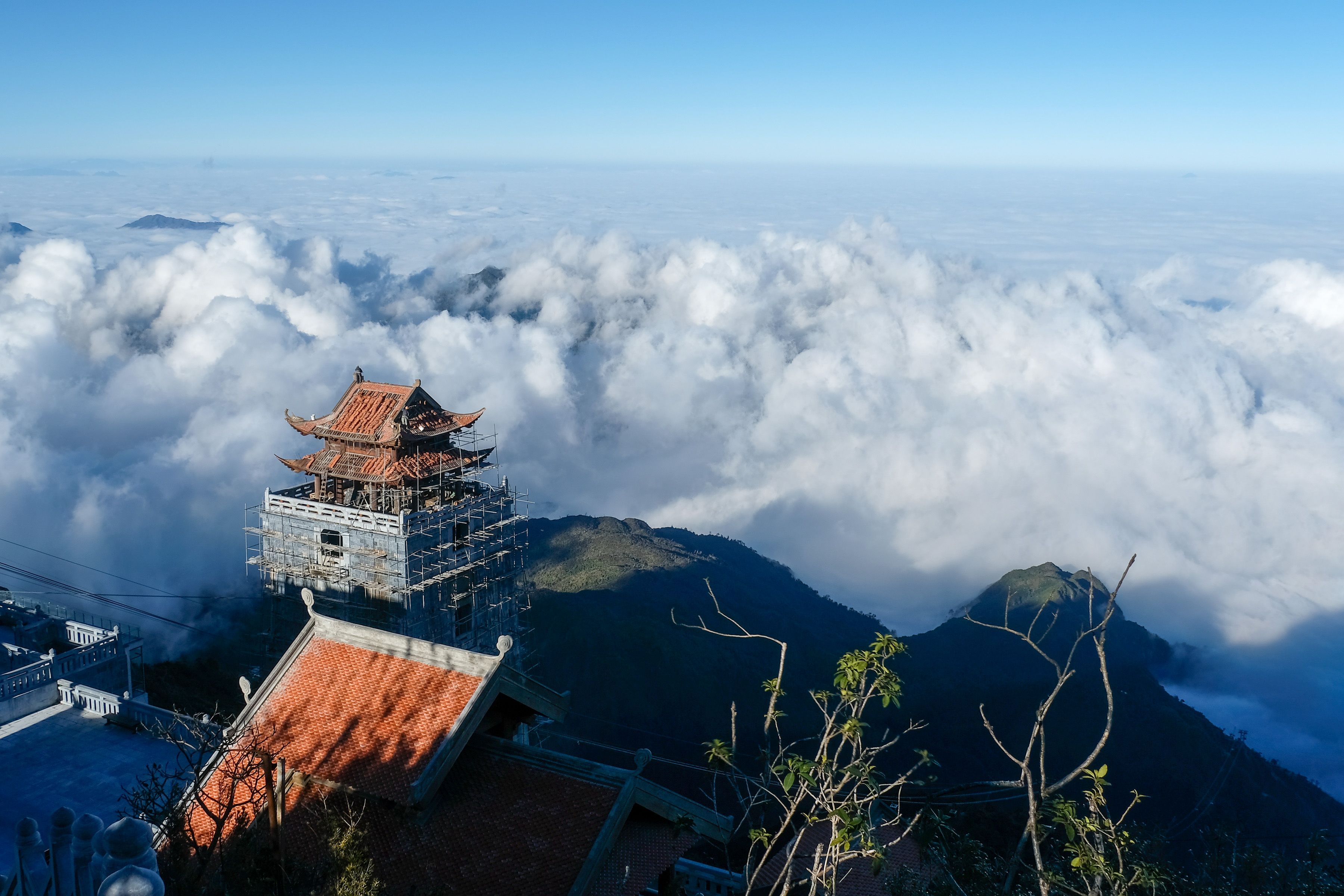 Breathtaking View from Lào Cai Temple Above the Clouds · Free Stock Photo