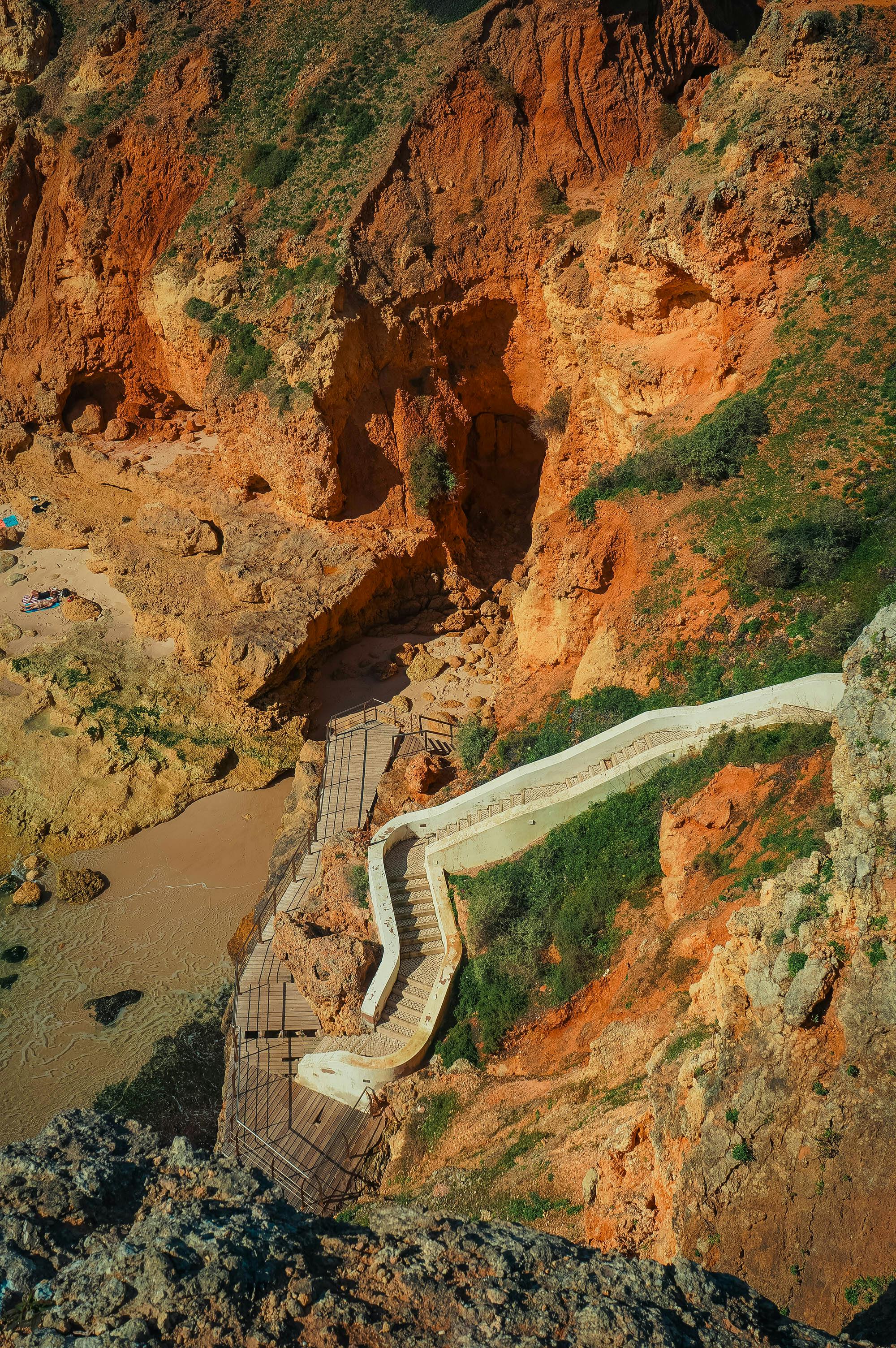 Scenic Cliffside Pathway with Dramatic Red Rock Formations · Free Stock ...