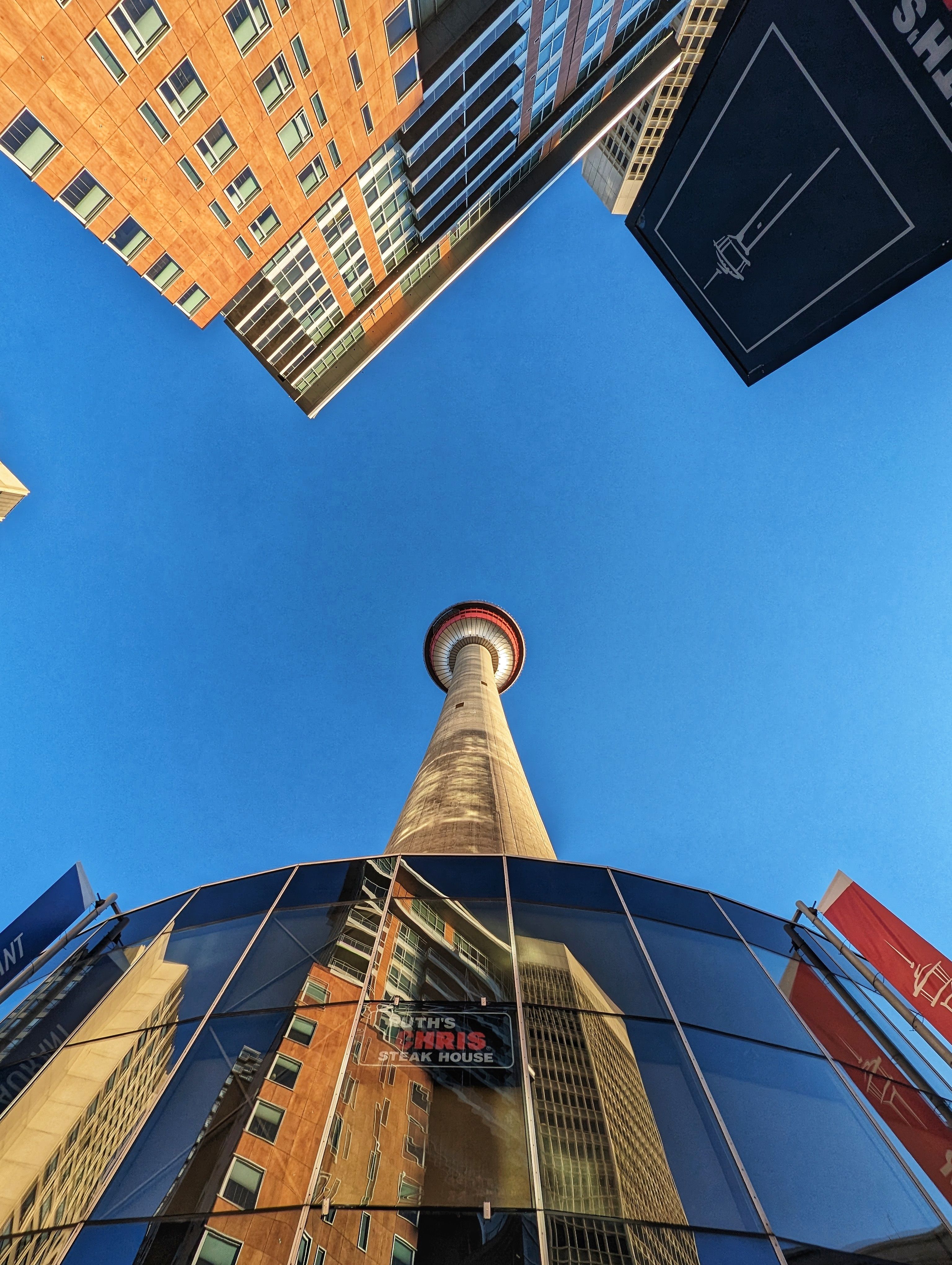 Calgary Tower Skyscraper View Upward Perspective · Free Stock Photo