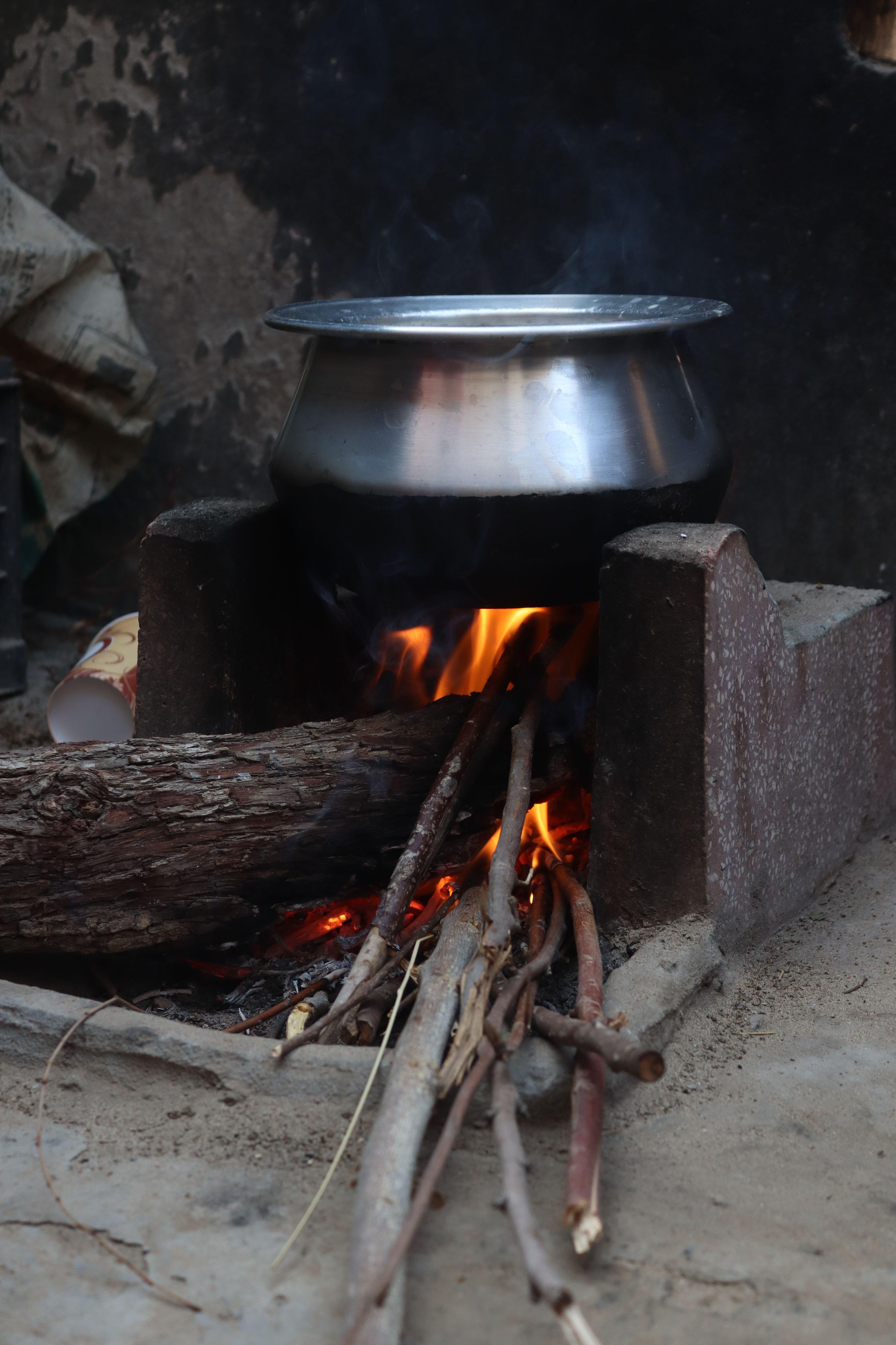 Rustic Outdoor Cooking with Open Fire and Pot · Free Stock Photo