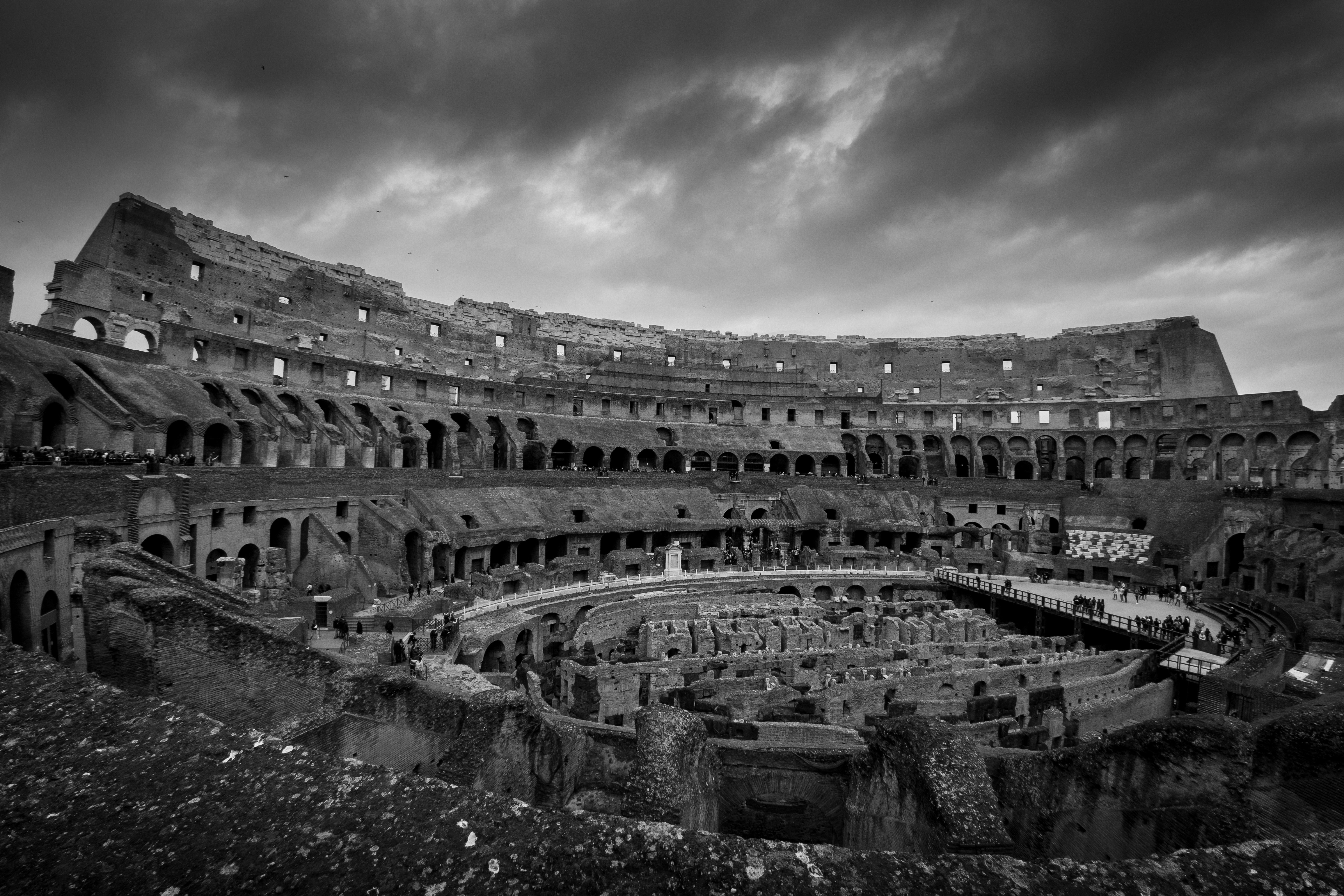 Black and White Colosseum Interior View · Free Stock Photo