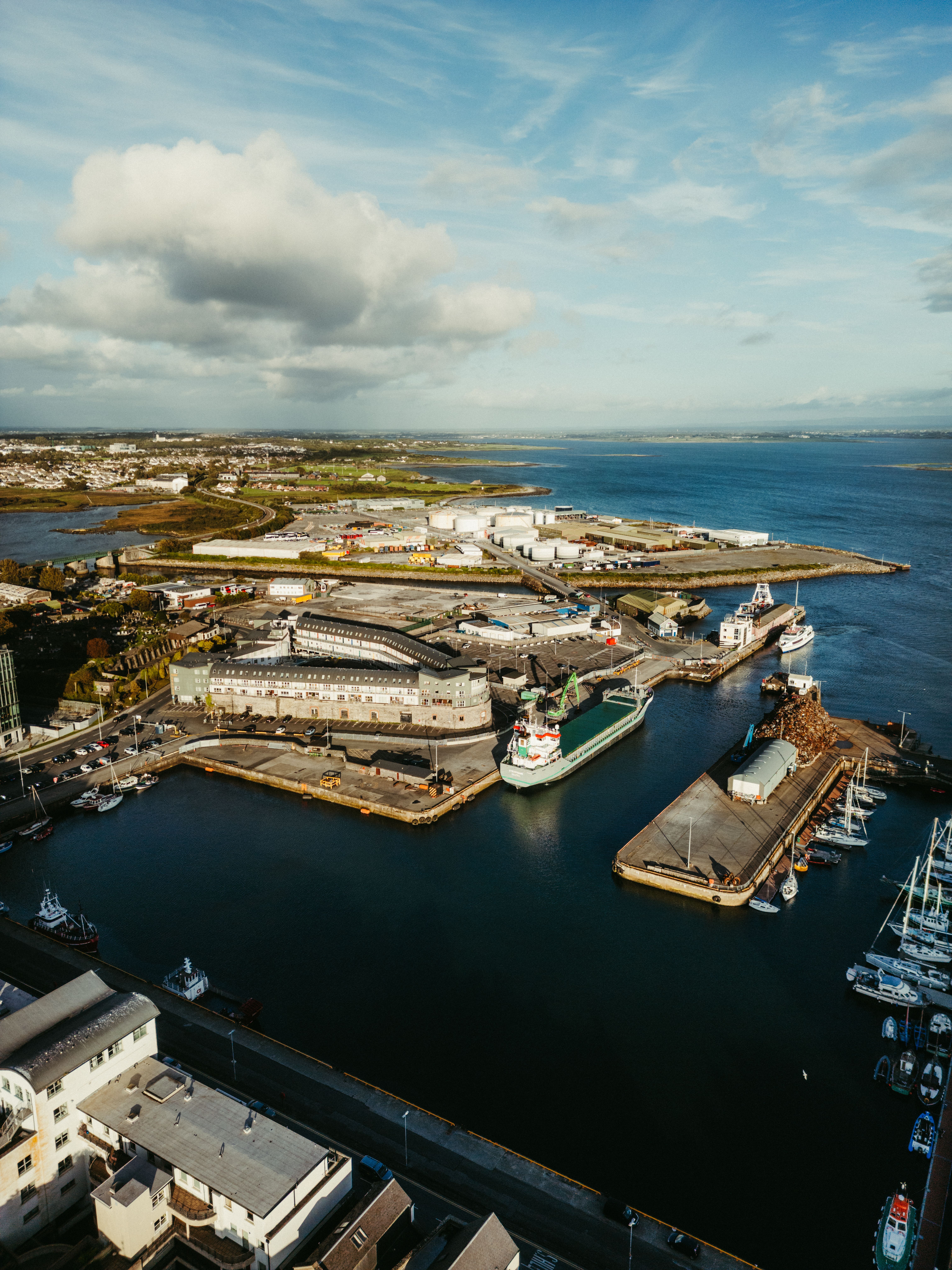 Aerial View of Industrial Harbor in County Clare, Ireland · Free Stock ...