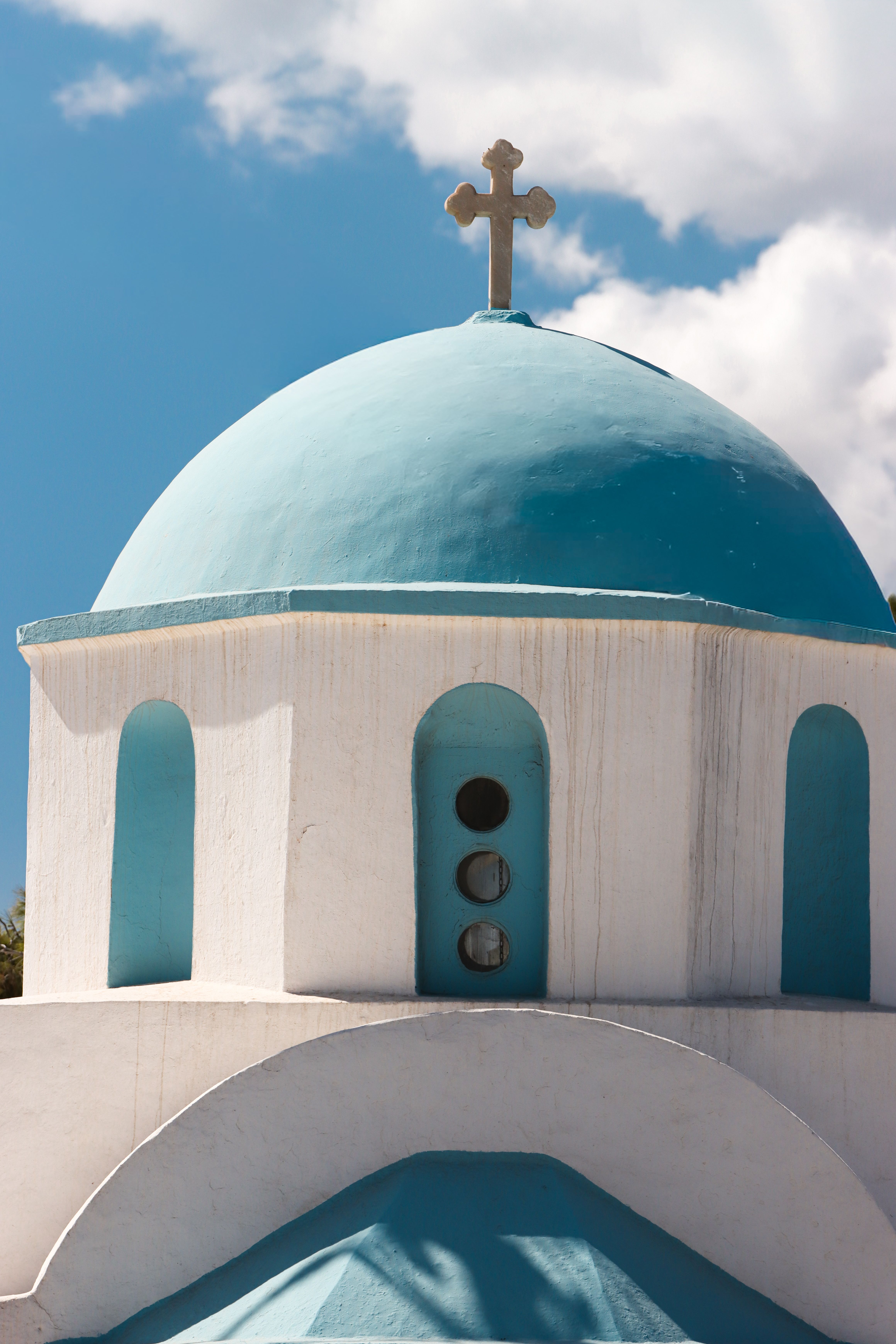 Iconic Blue Dome of Greek Orthodox Church in Naxos · Free Stock Photo