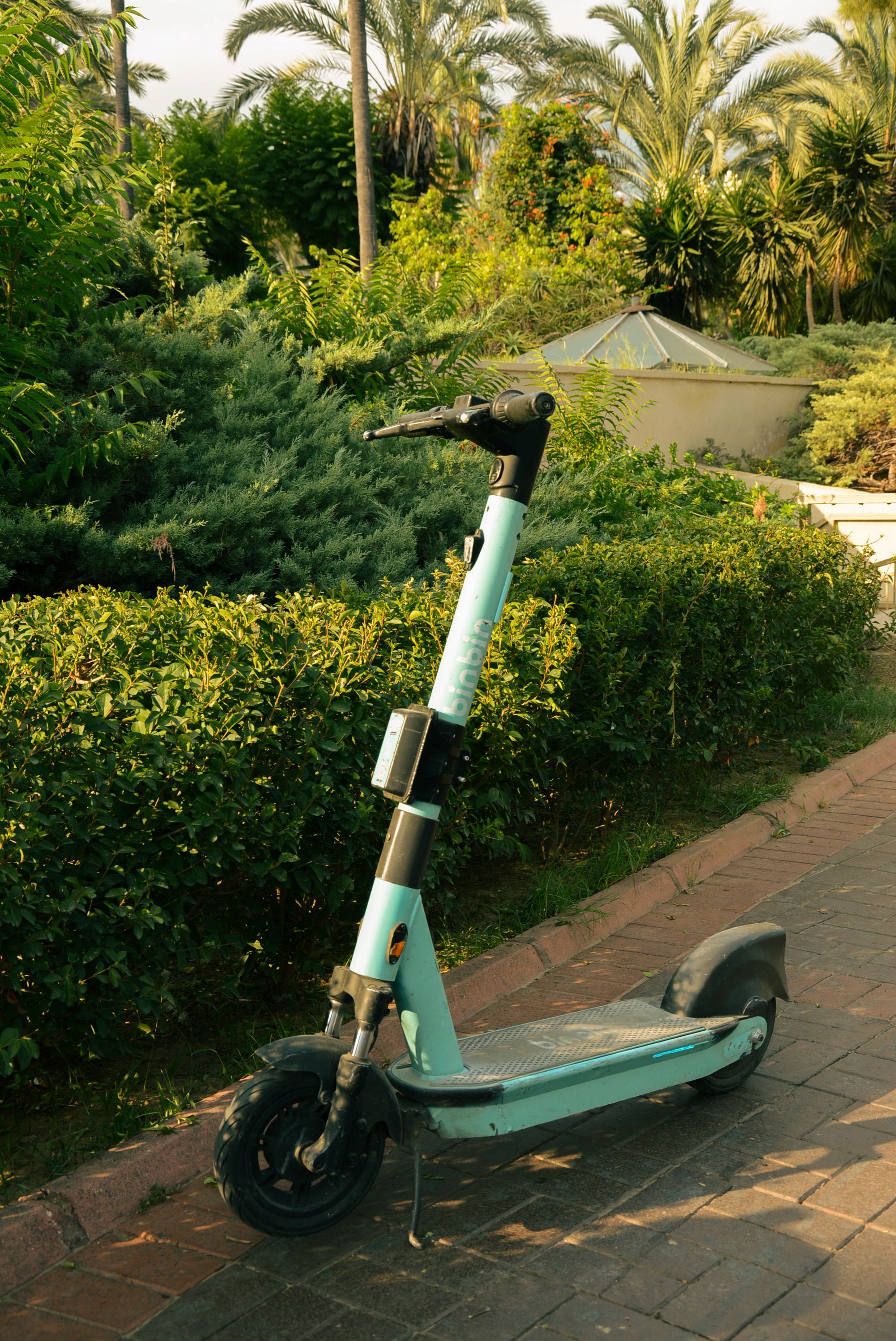 Electric Scooter Parked in Lush Outdoor Garden · Free Stock Photo