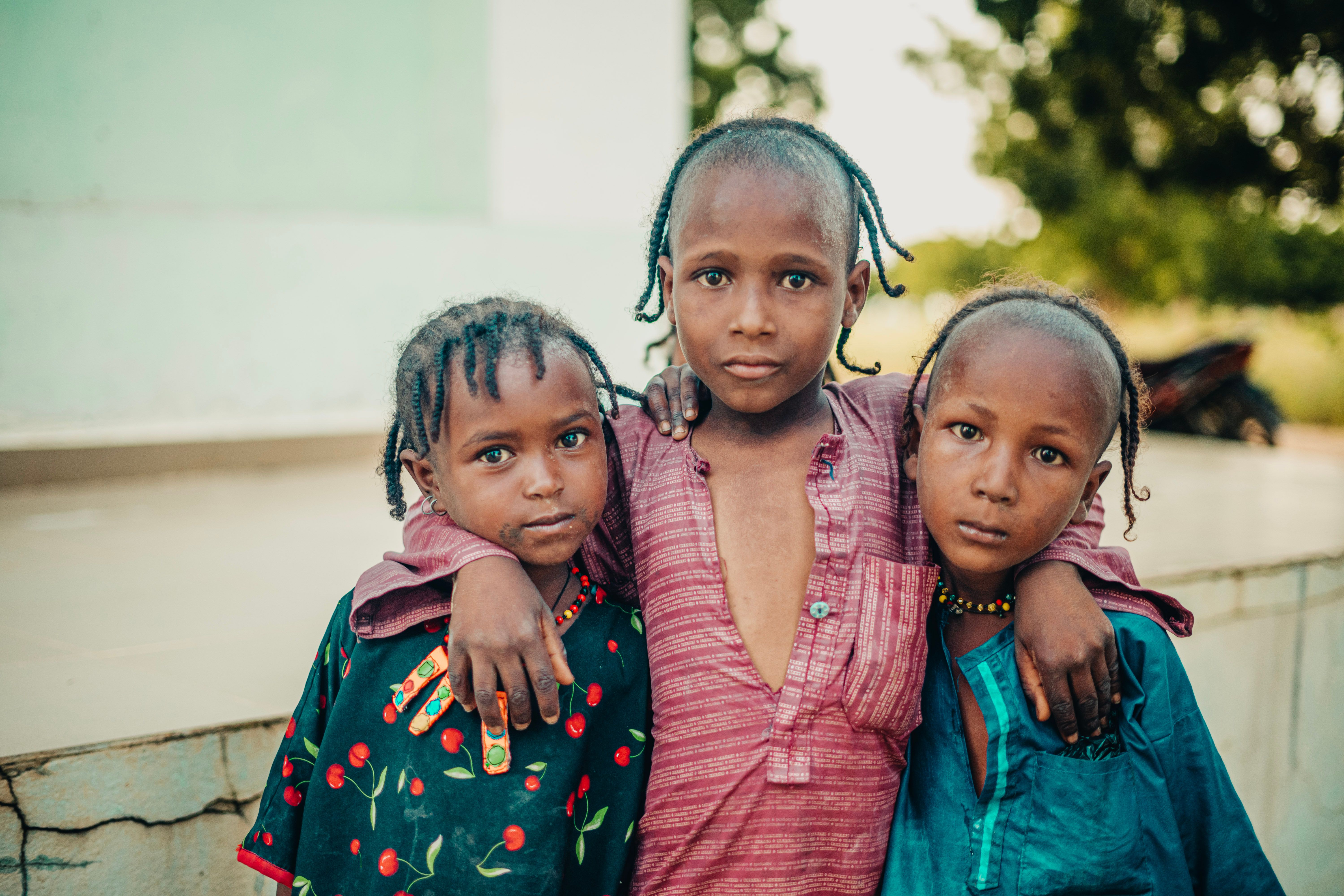Portrait of Three African Children in YB, Nigeria · Free Stock Photo