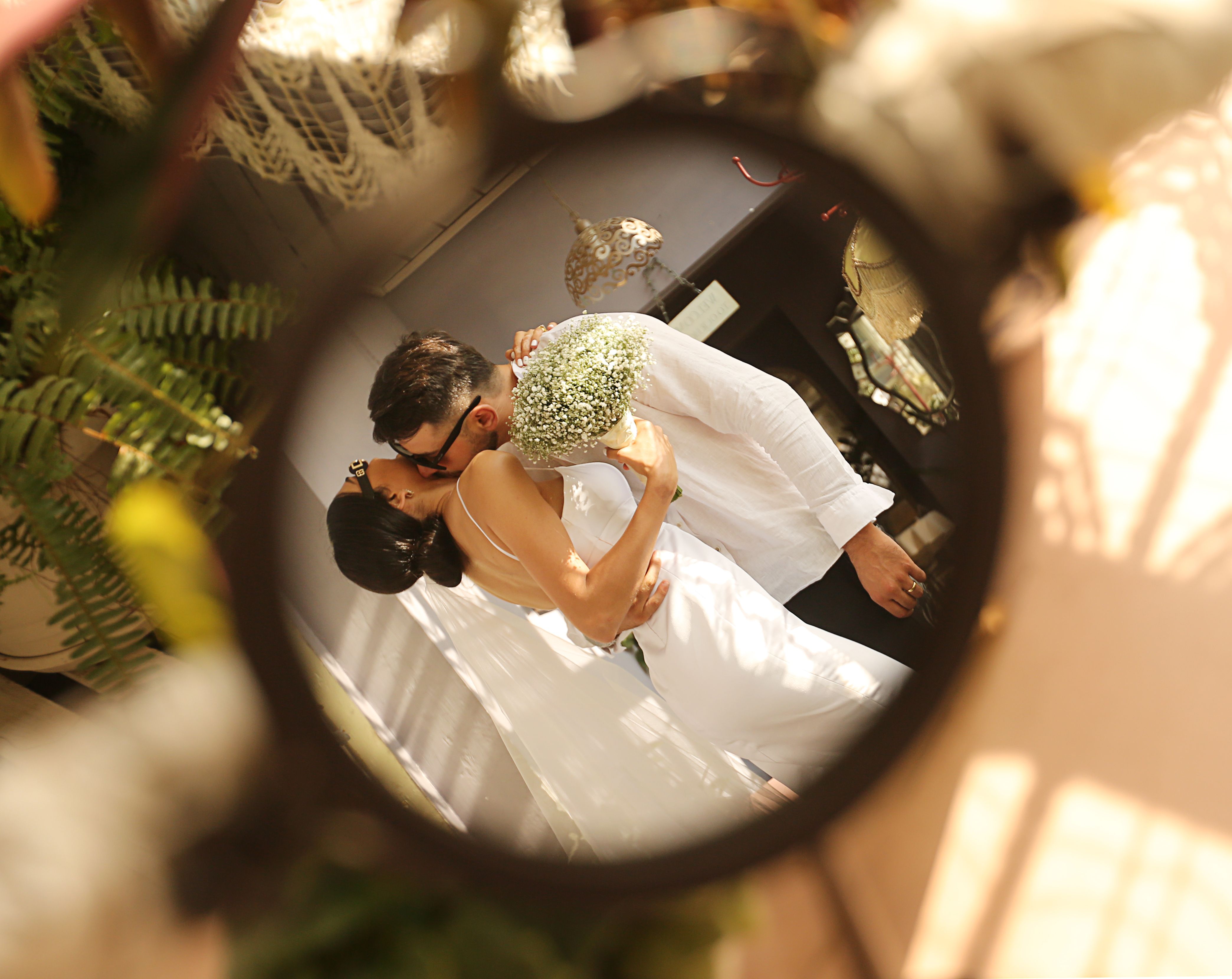 Elegant Bride and Groom Reflection Portrait · Free Stock Photo