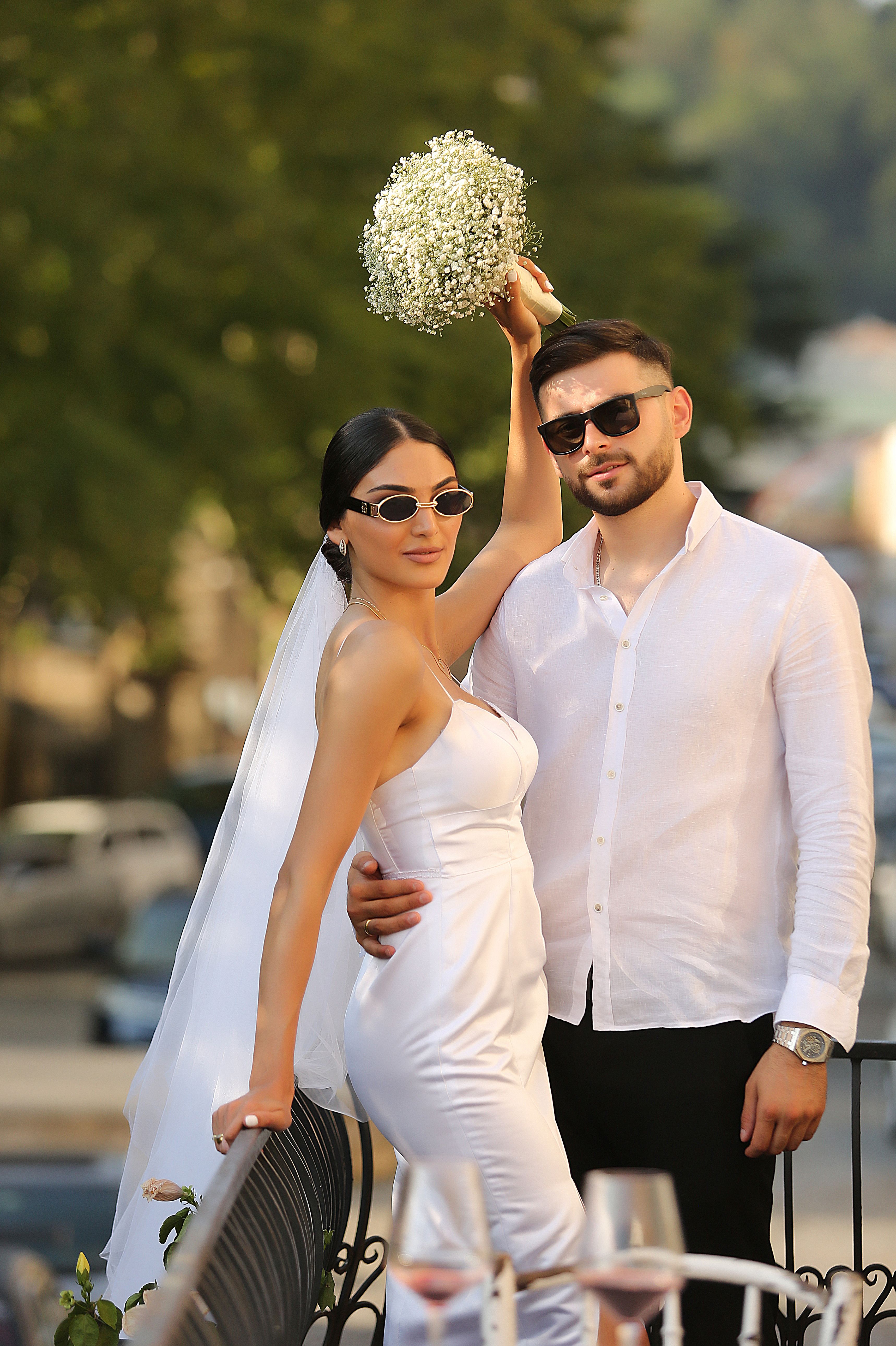 Stylish Outdoor Wedding Portrait in Tbilisi · Free Stock Photo