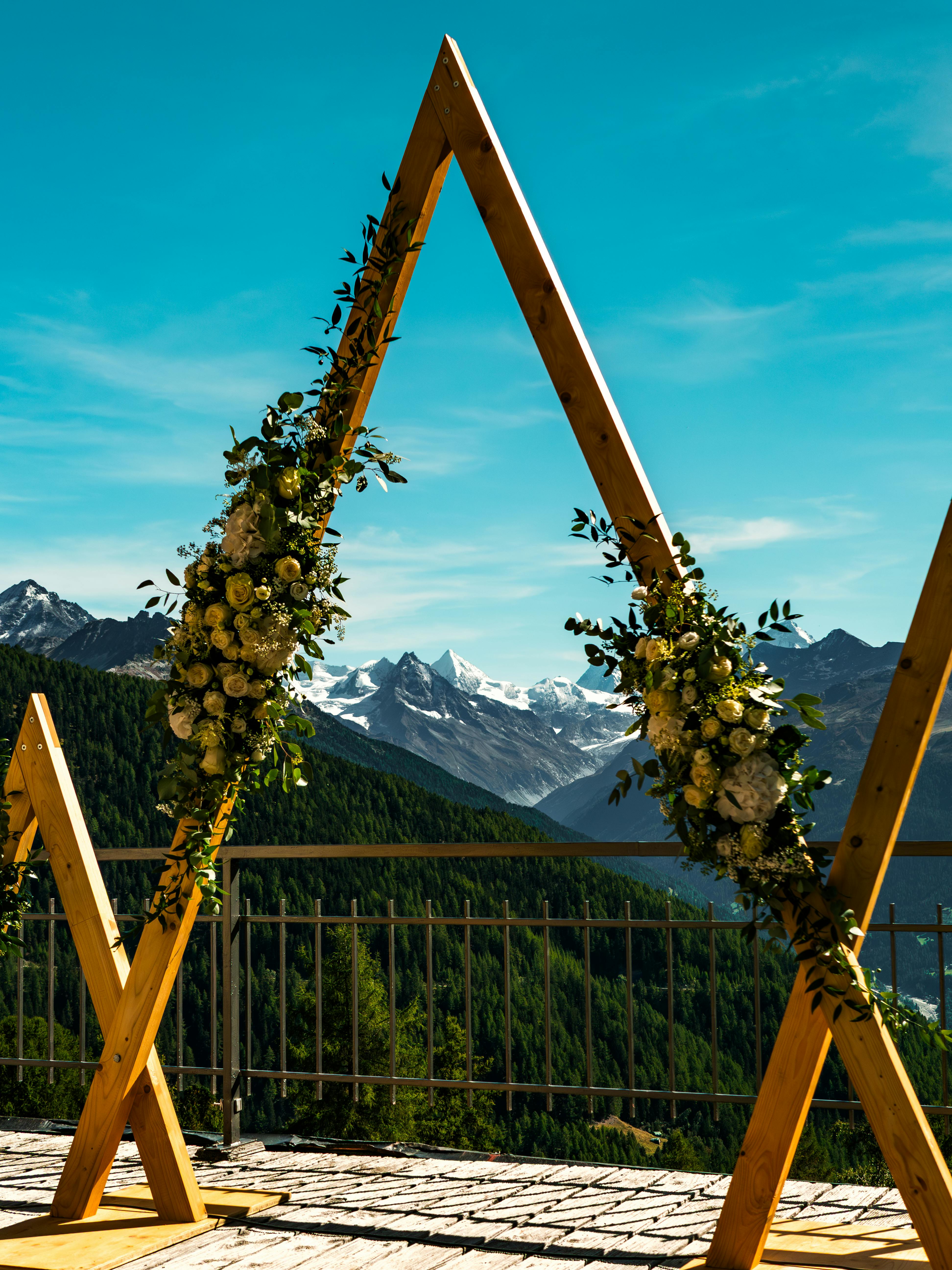 Scenic Alpine Wedding Arch in Anniviers · Free Stock Photo