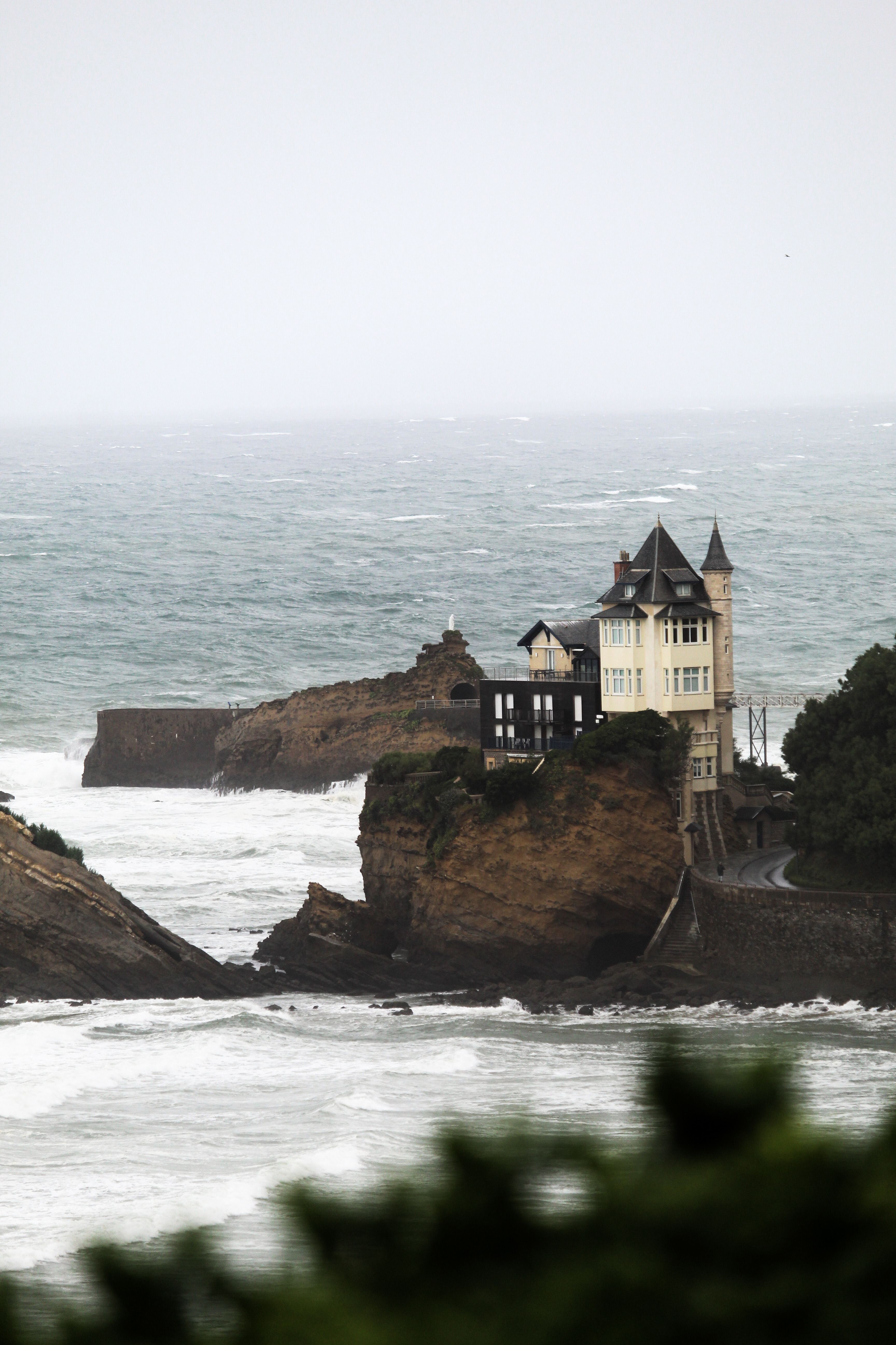Dramatic coastal castle view in Biarritz · Free Stock Photo