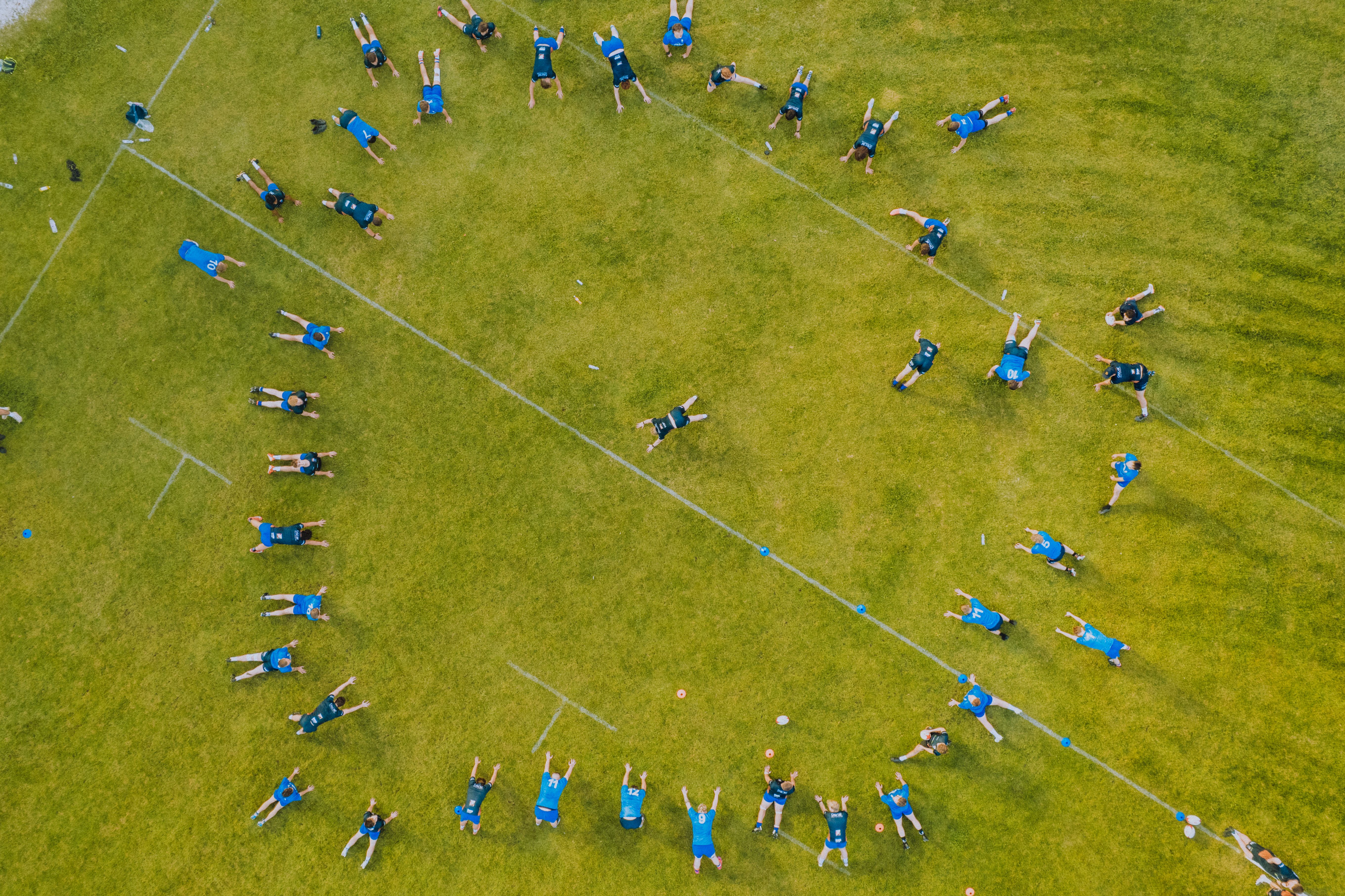Aerial View of Team Sports Practice on Field · Free Stock Photo